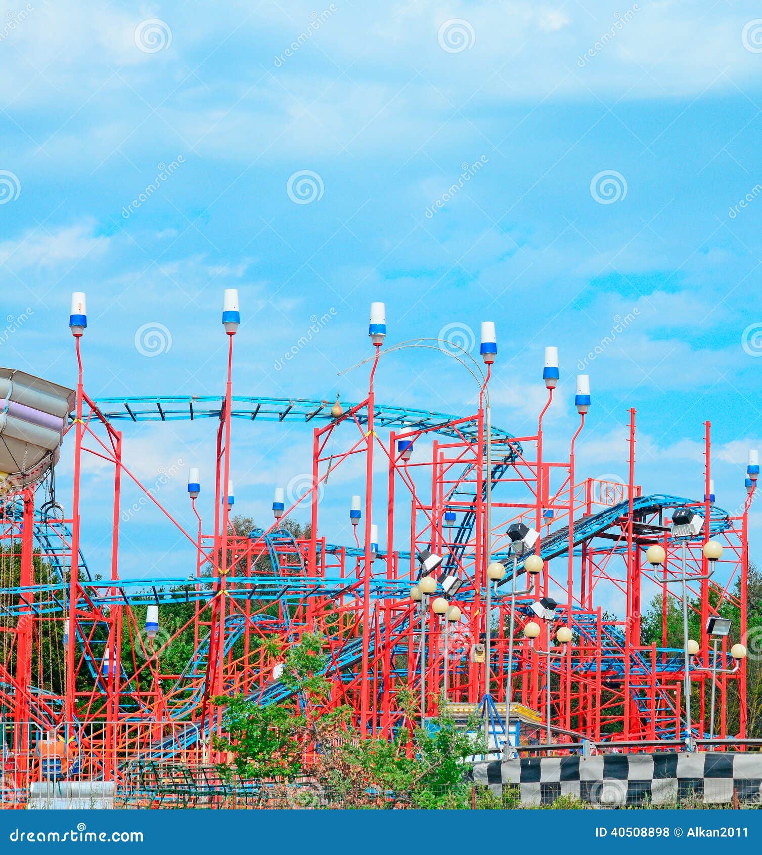 Red Roller Coaster Under a Blue Sky Stock Photo - Image of ...
