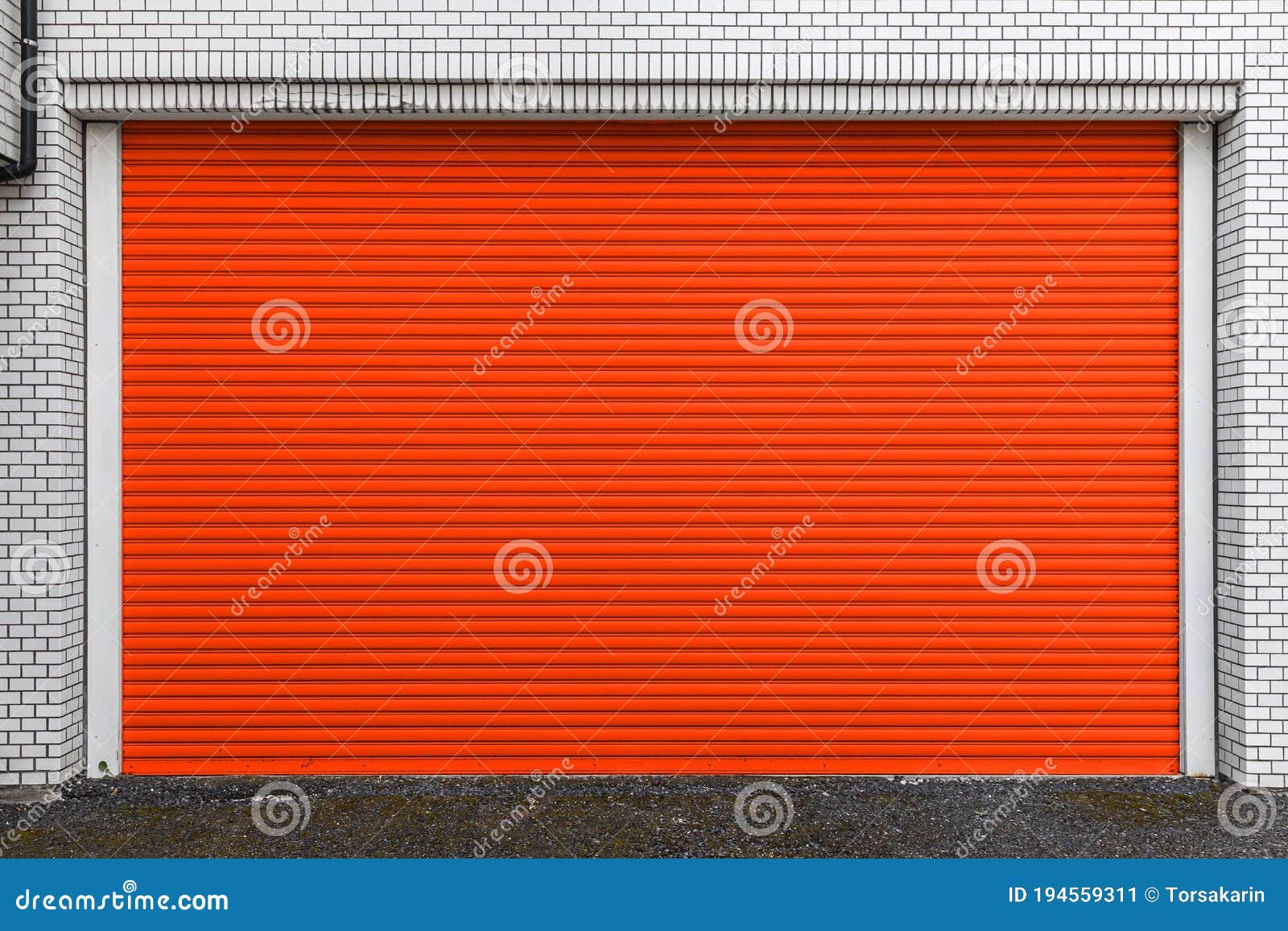 Red Roller Shutter Doors on the Ground Floor of the House Stock Image ...