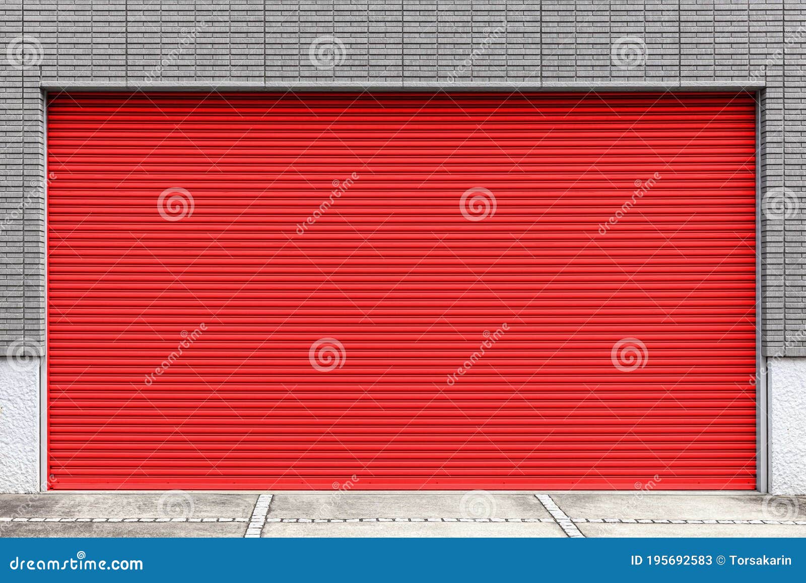 Red Roller Shutter Doors on the Ground Floor of the House Stock Image ...