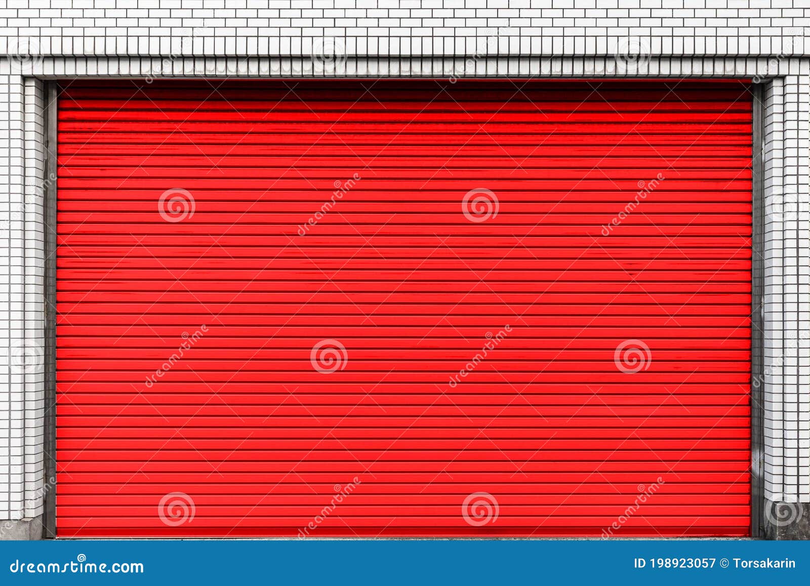 Red Roller Shutter Doors on the Ground Floor of the House Stock Image ...