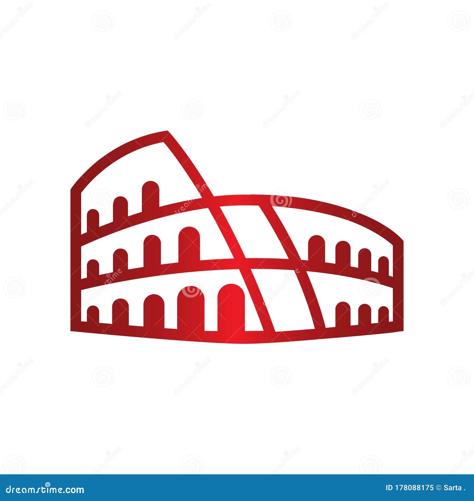Red Roma Coloseum Logo Symbol Icon Stock Vector - Illustration of ...