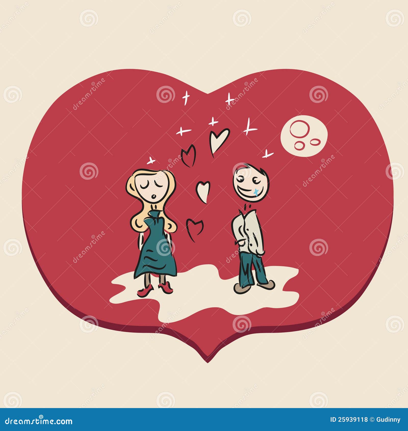 Red Romantic Couple Illustration Stock Vector - Illustration of boys ...