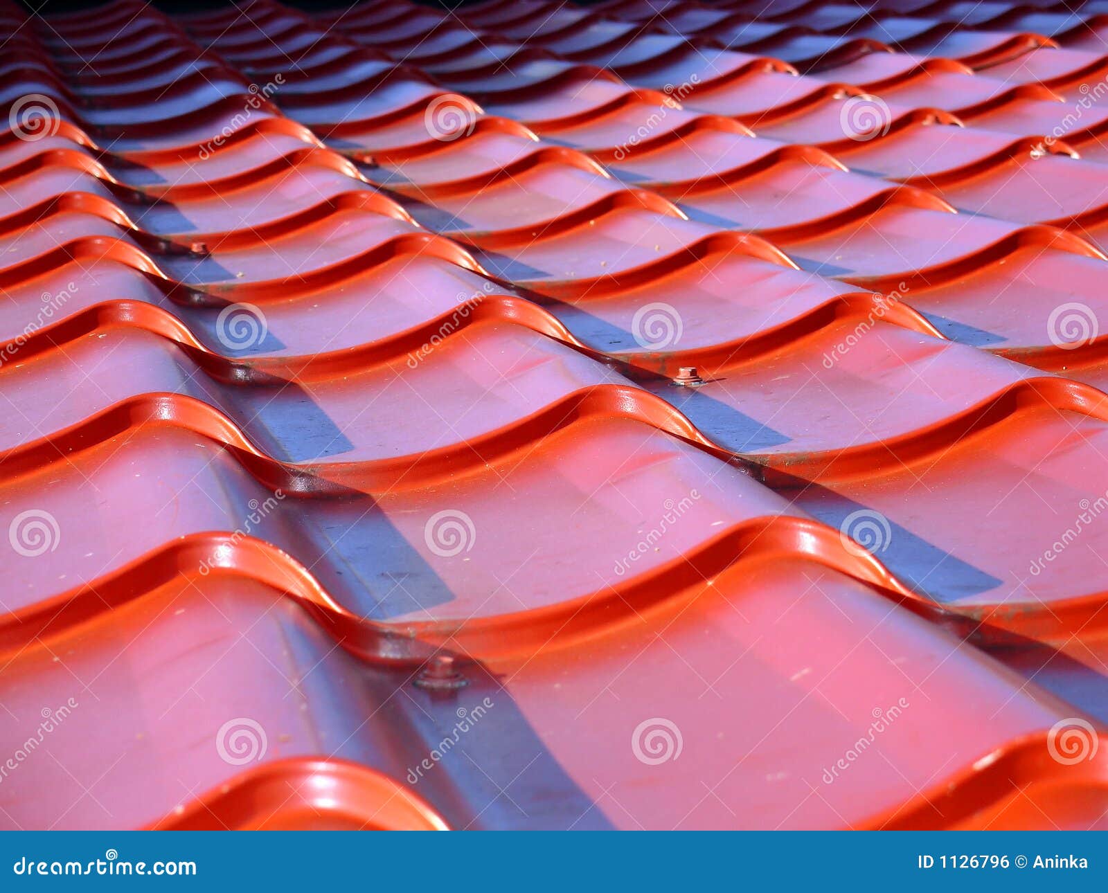 Red roof stock photo. Image of nail, perspective, undulation - 1126796