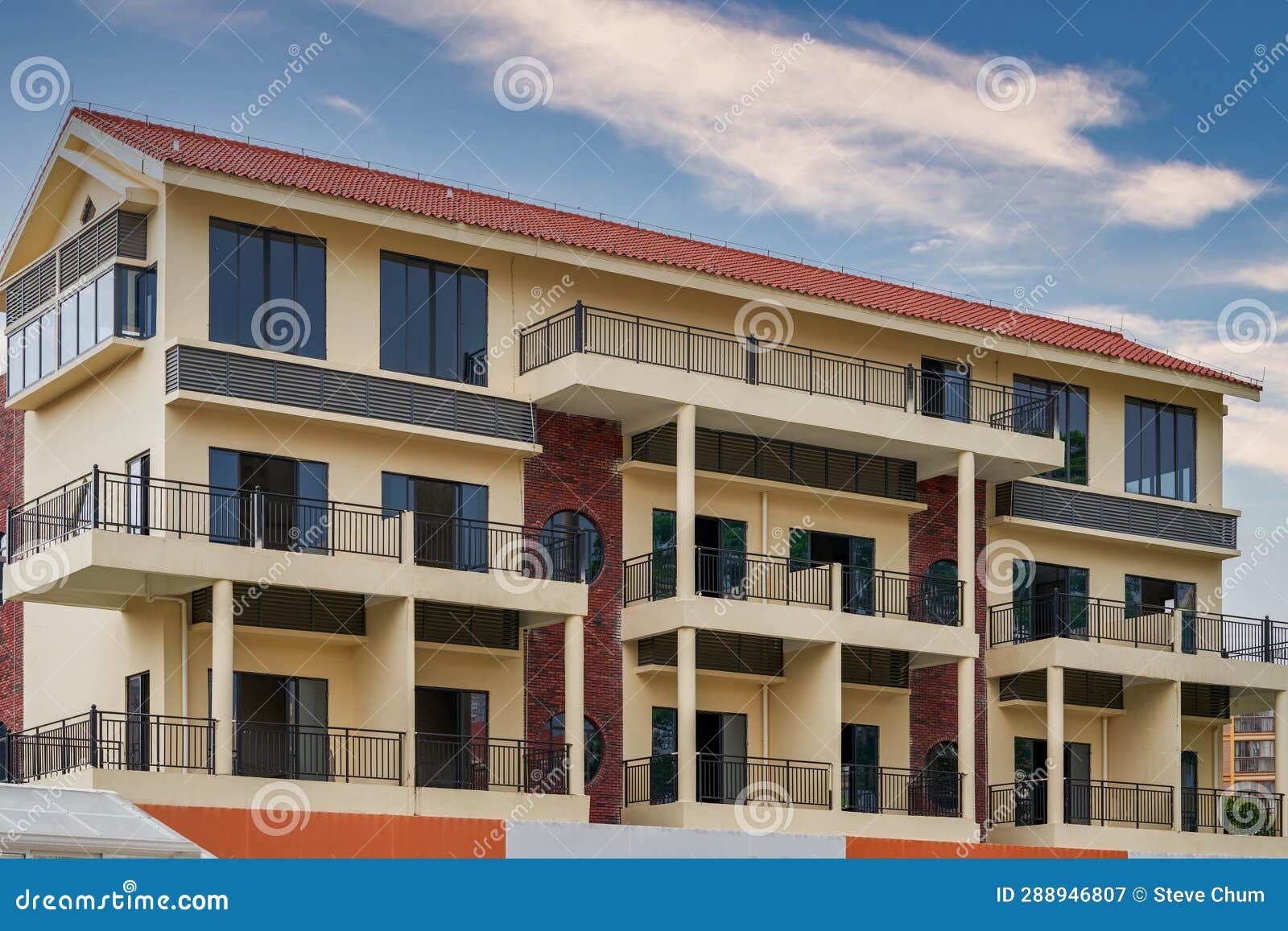 Red Roof Brick Modern Building in the City Stock Image - Image of ...