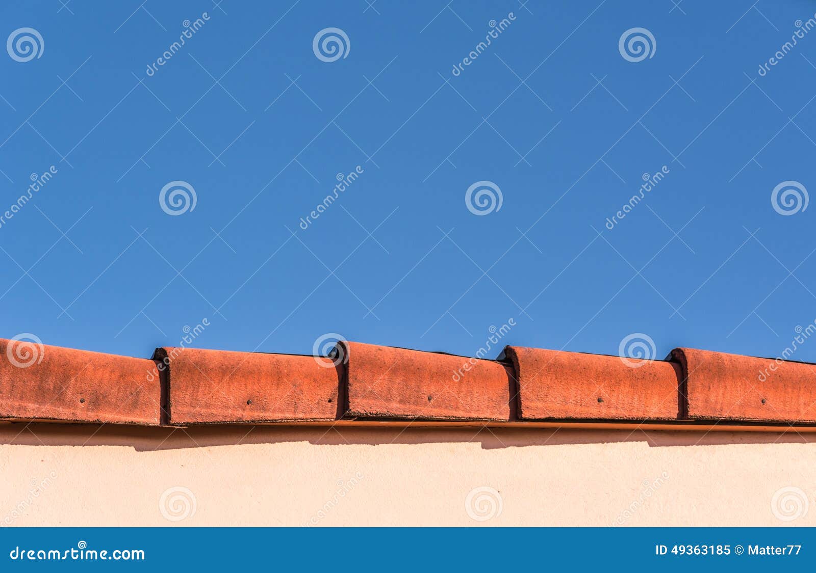 Red Roof Top Edge & Blue Sky Stock Image - Image of curbstone, curb ...