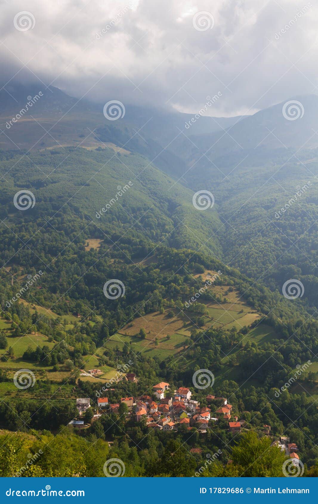 Red Roofed Mountain Village Stock Photo - Image of houses, countryside ...