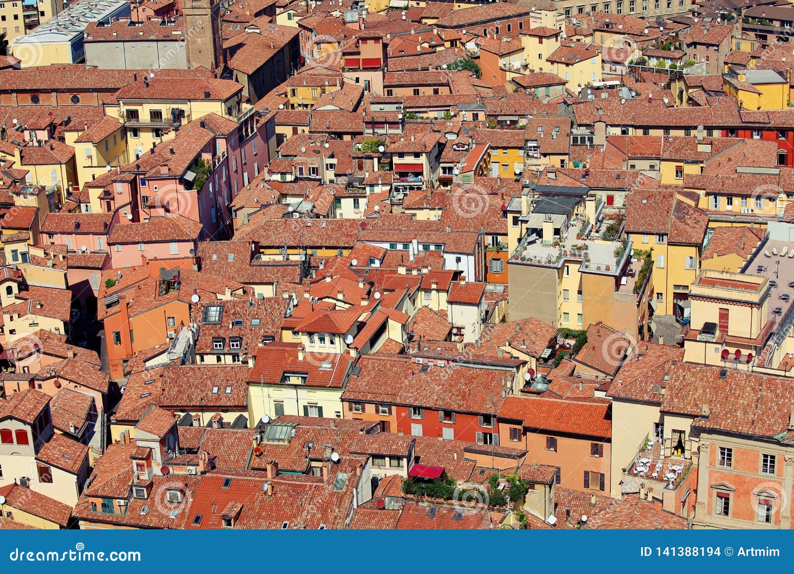Red roofs in Bologna Italy stock photo. Image of sightseeing - 141388194