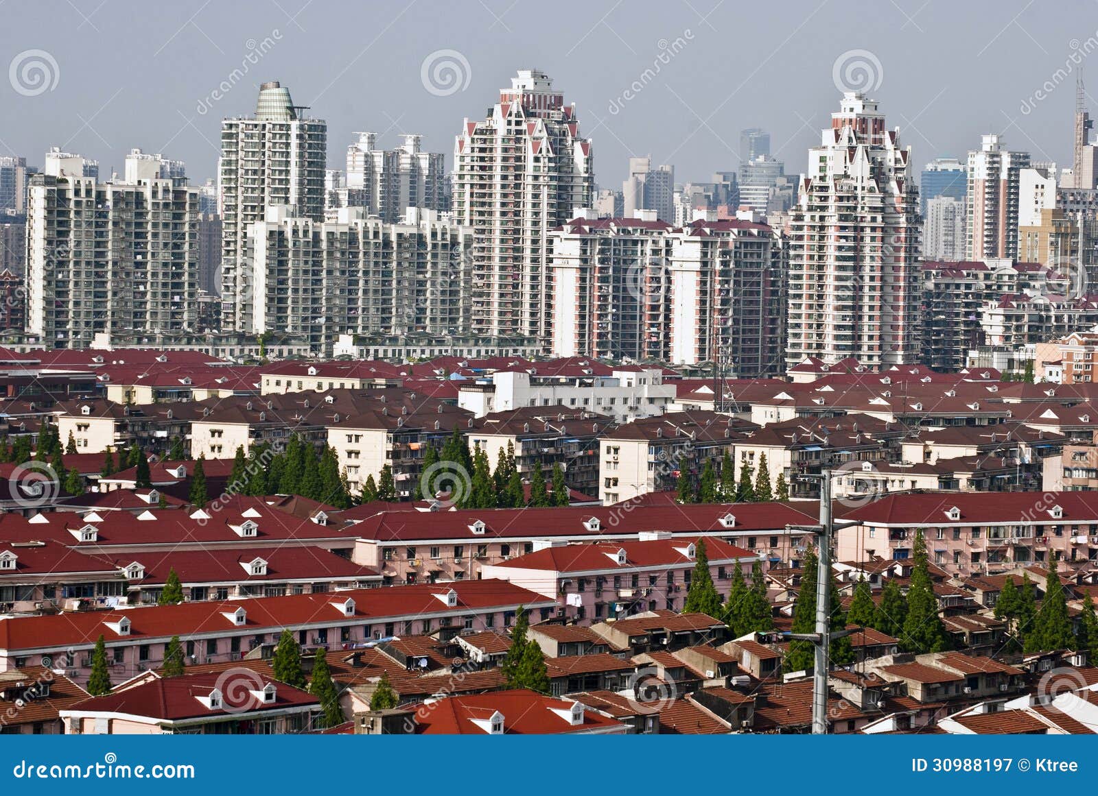 Red roofs of Shanghai stock image. Image of hradcany - 30988197