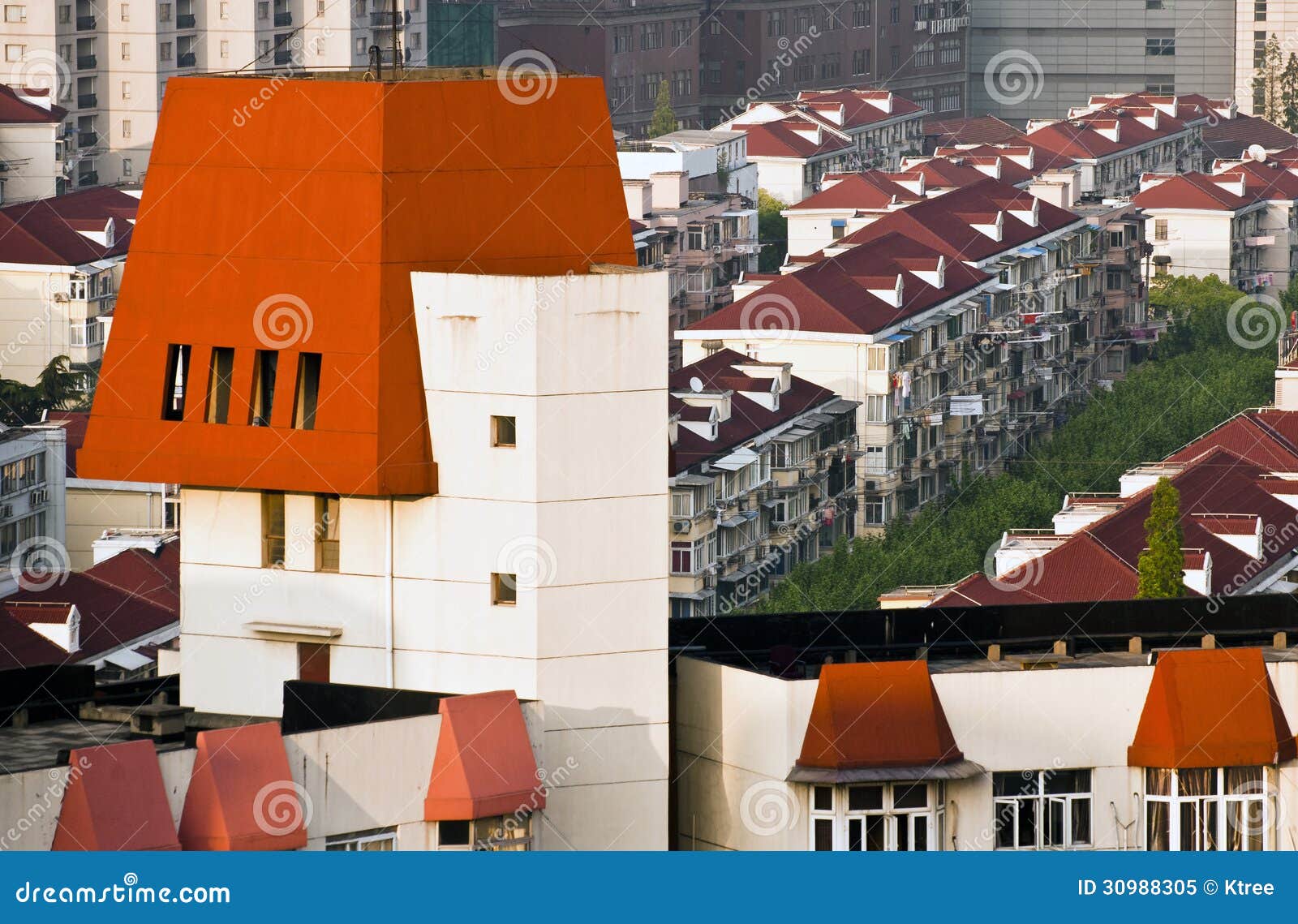 Red roofs of Shanghai stock image. Image of europe, roof - 30988305