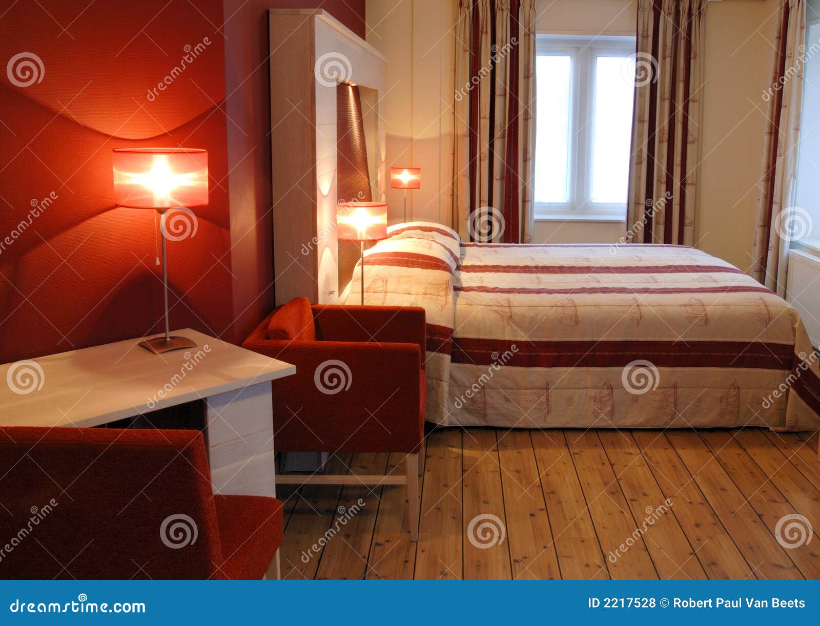 Red room in hotel stock photo. Image of quilt, bolster - 2217528