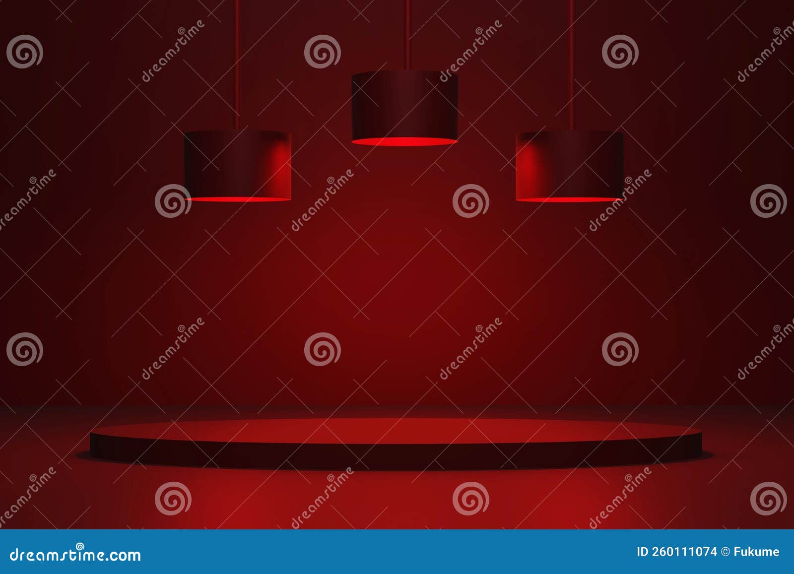 Red Room Scene with Dim Lights Podium with Lamps with Stand Display 3d ...