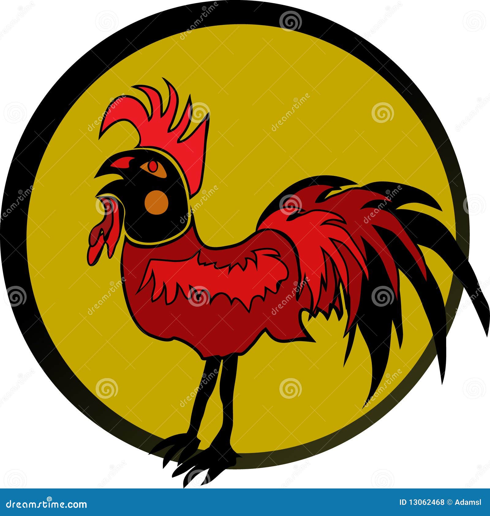 Red Rooster in black frame stock vector. Illustration of livestock ...