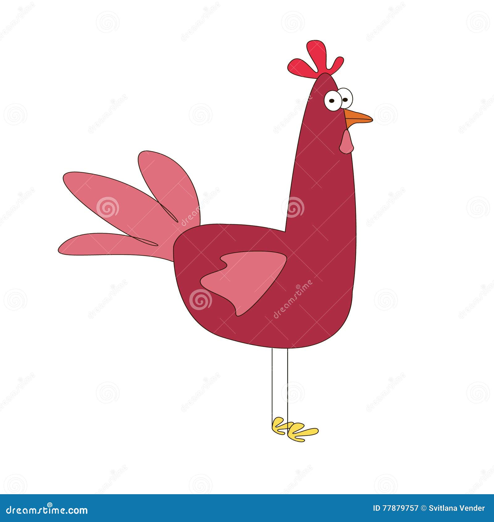 Red Rooster cartoon style stock vector. Illustration of stamp - 77879757