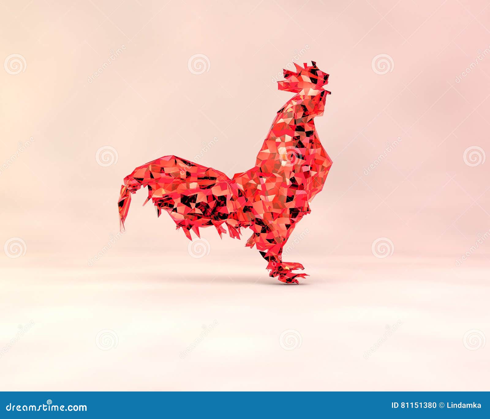 Red rooster. 3 D rendering stock illustration. Illustration of abstract ...
