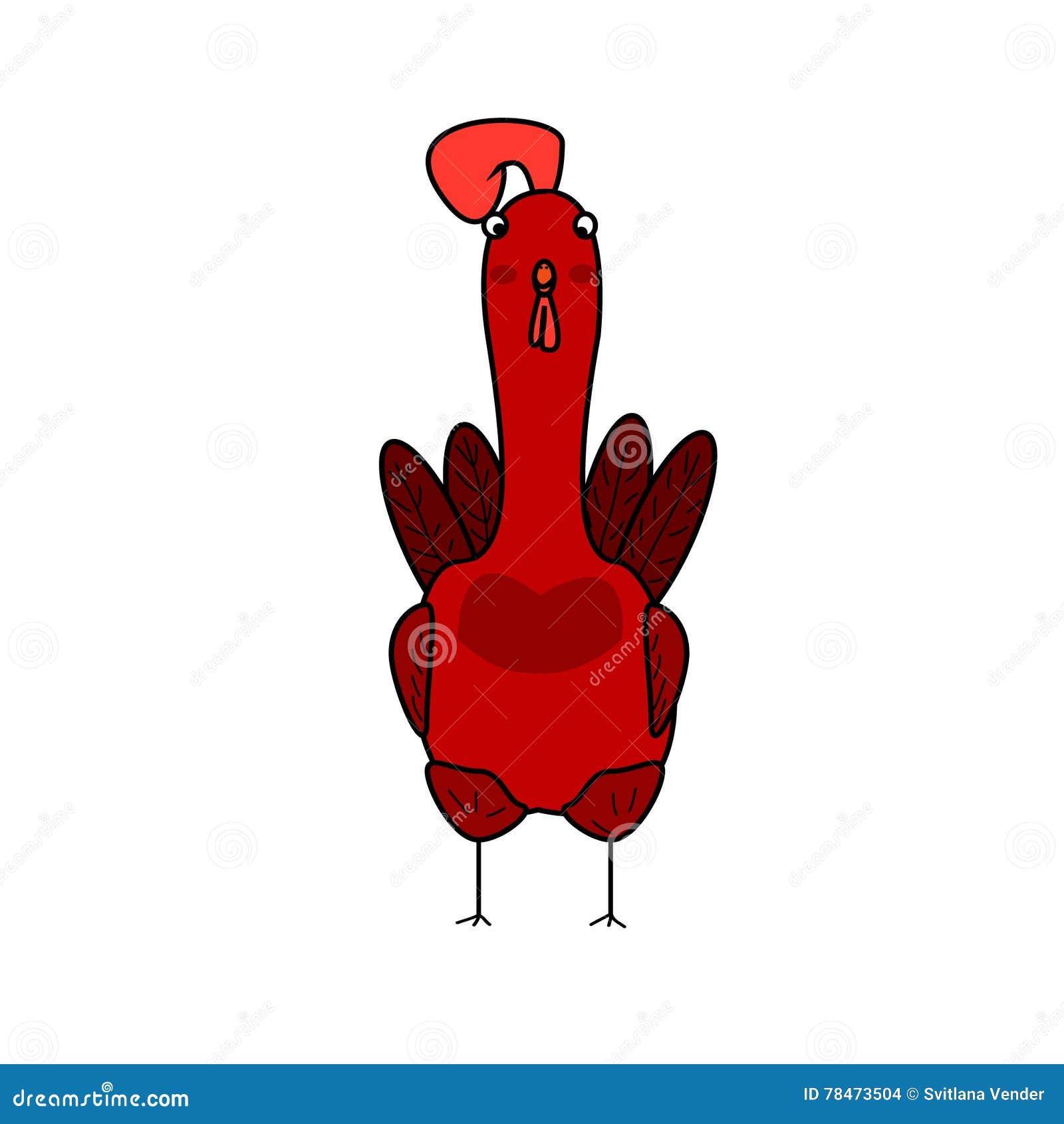 Red Rooster Frontal with Big Crest Stock Illustration - Illustration of ...