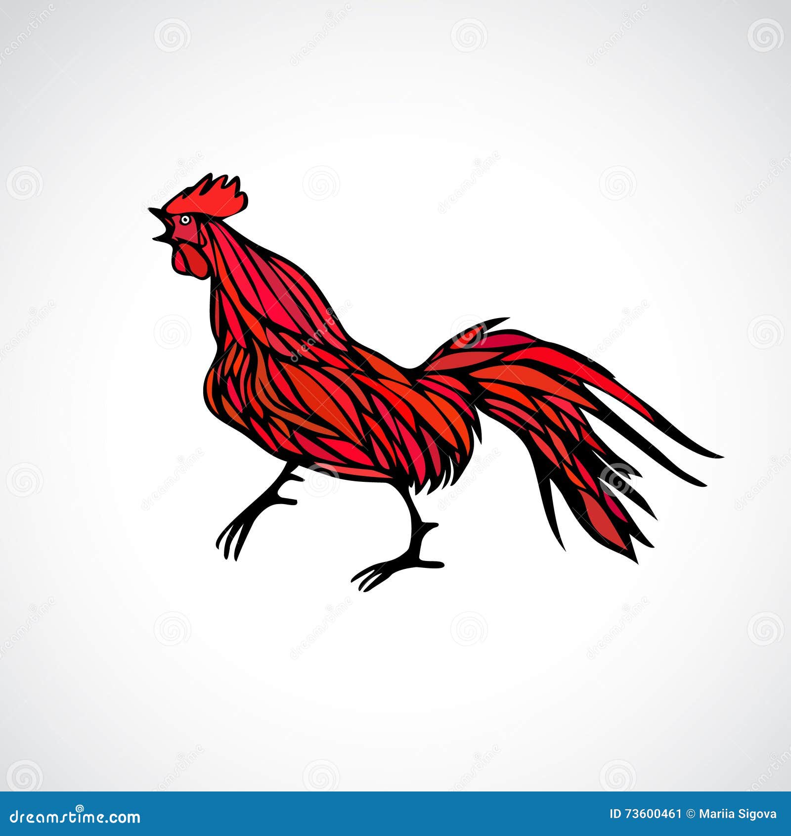 Red Rooster Outline Illustration Stock Vector - Illustration of element ...