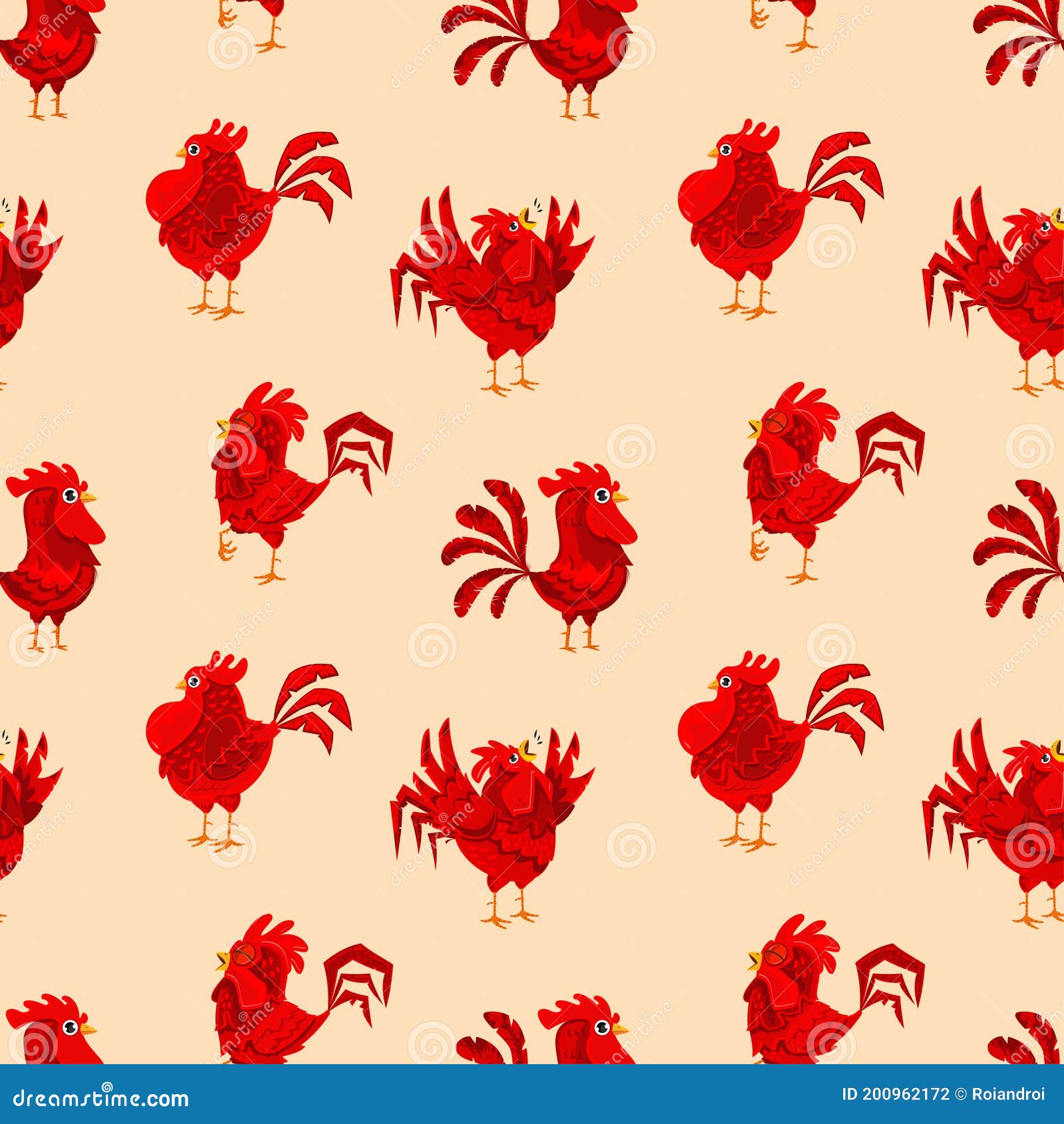 Red Rooster Seamless Pattern Vector Stock Vector - Illustration of ...