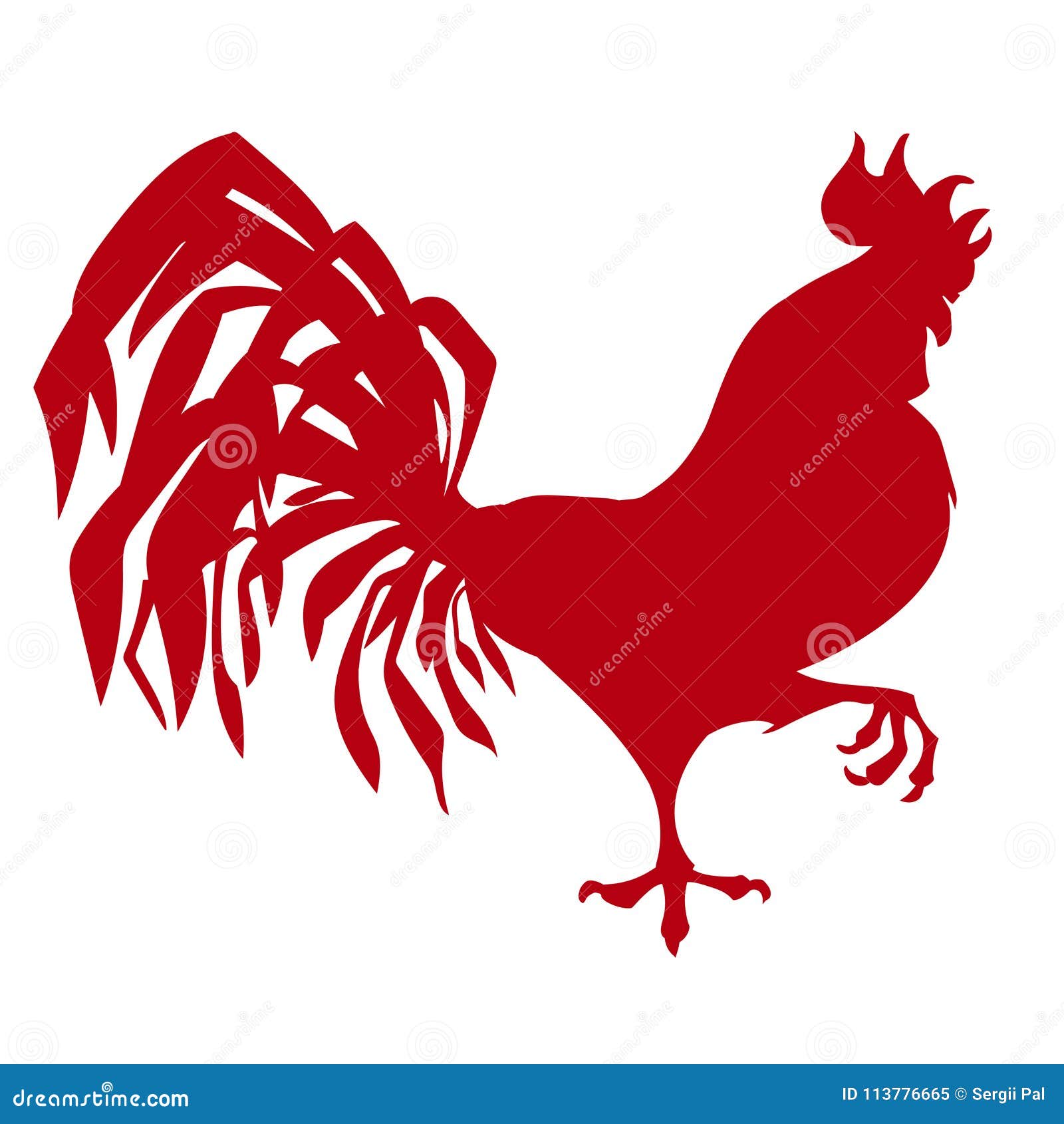 Red rooster vector stock vector. Illustration of luck - 113776665