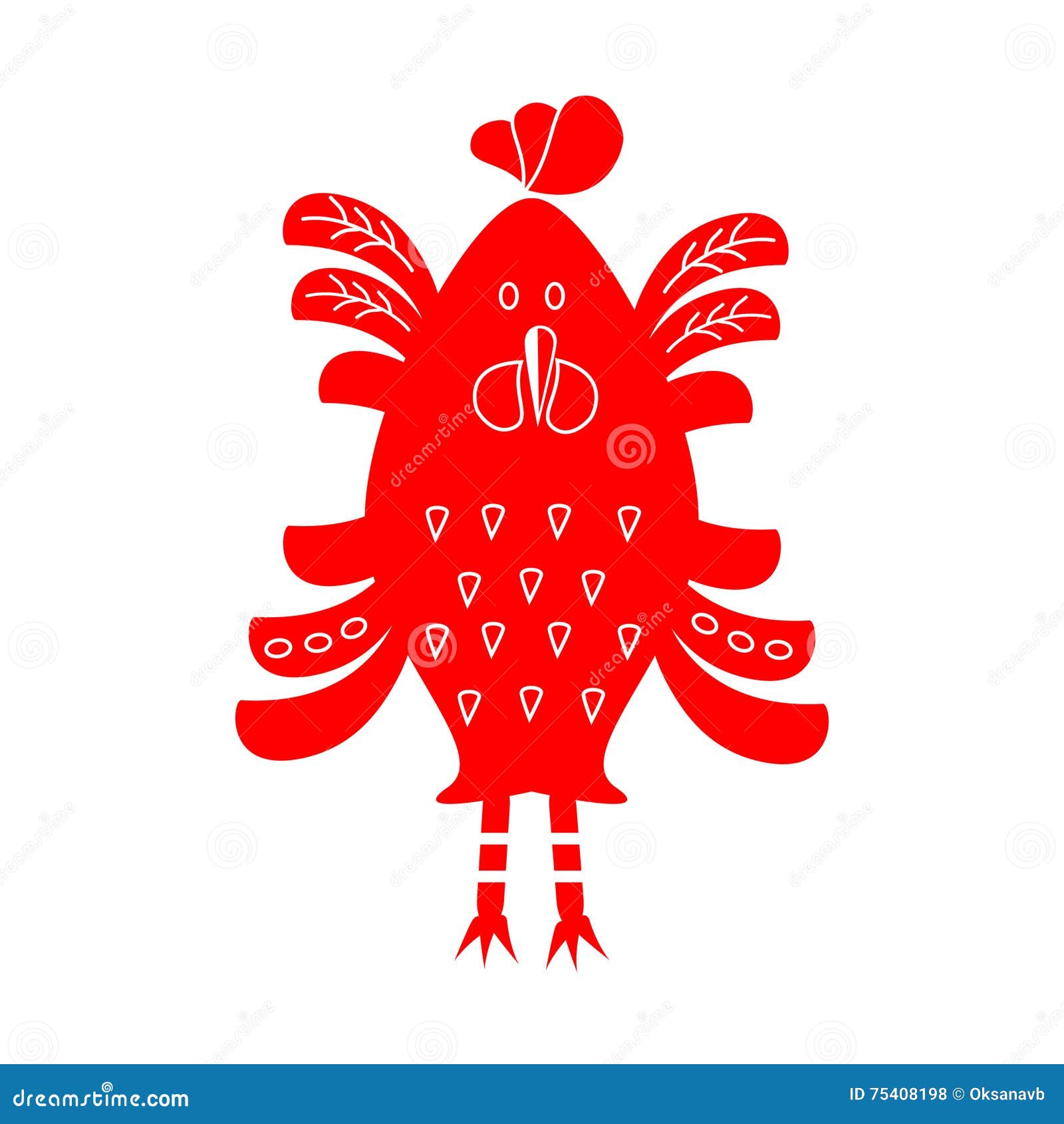 Red Rooster on a White Background. Flat Cartoon Character. Stock Vector ...