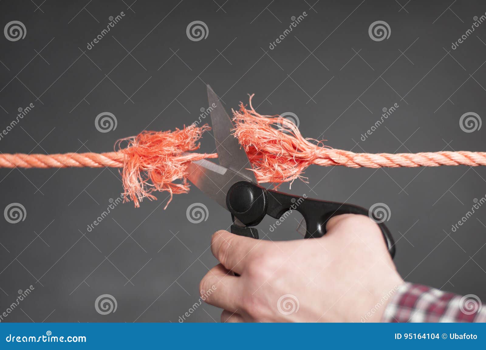 Red rope is cut up stock photo. Image of symbol, scissors - 95164104