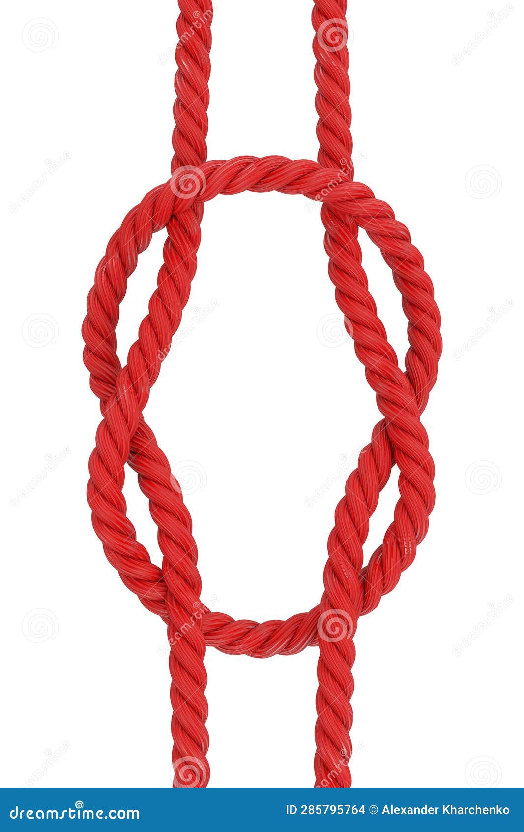 Red Rope with Reef Square Knot. 3d Rendering Stock Illustration ...
