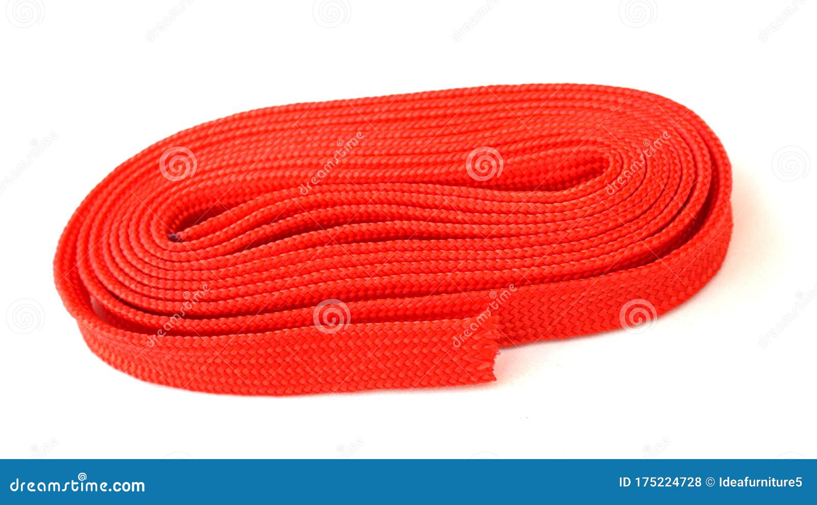 Red Nylon Rope On White Background. Fabric Rope In Red Color Folded In ...