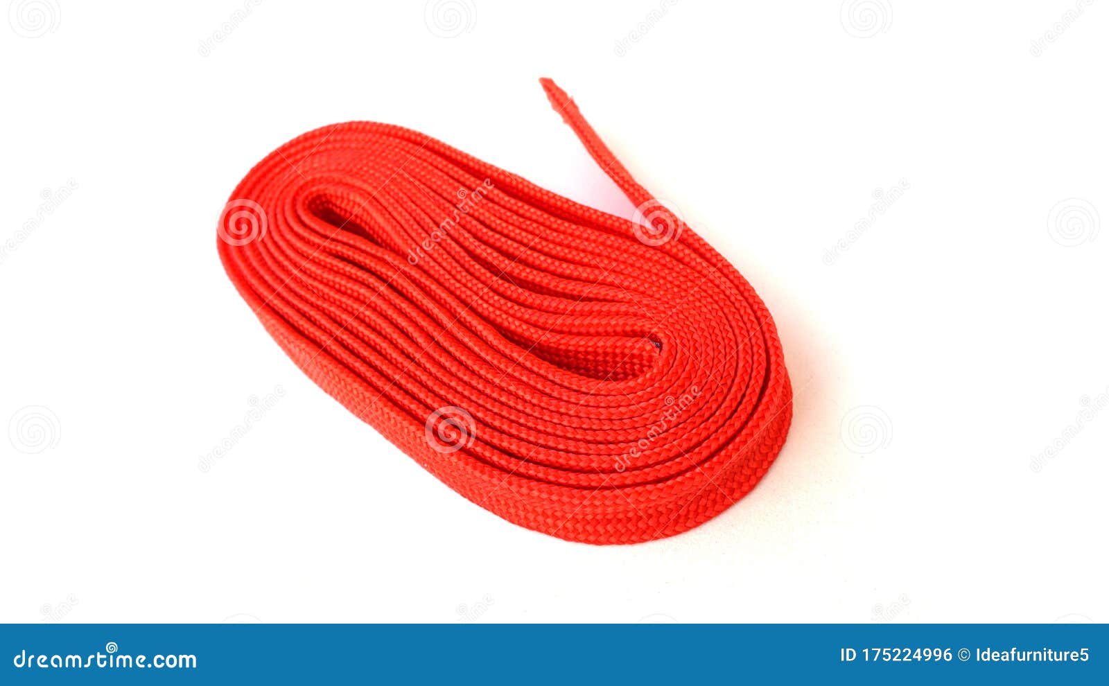 Red Nylon Rope On White Background. Fabric Rope In Red Color Folded In ...