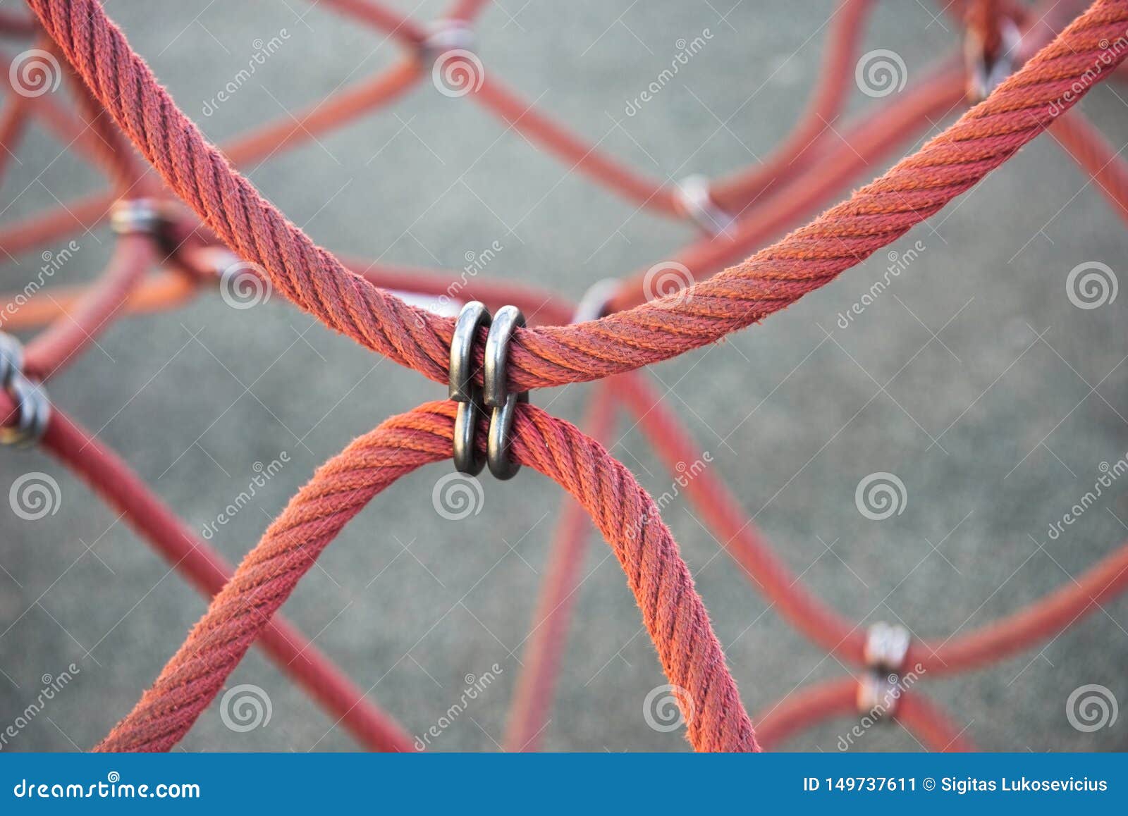 Red Ropes Connected by Reef Metal Knot Stock Image - Image of ...