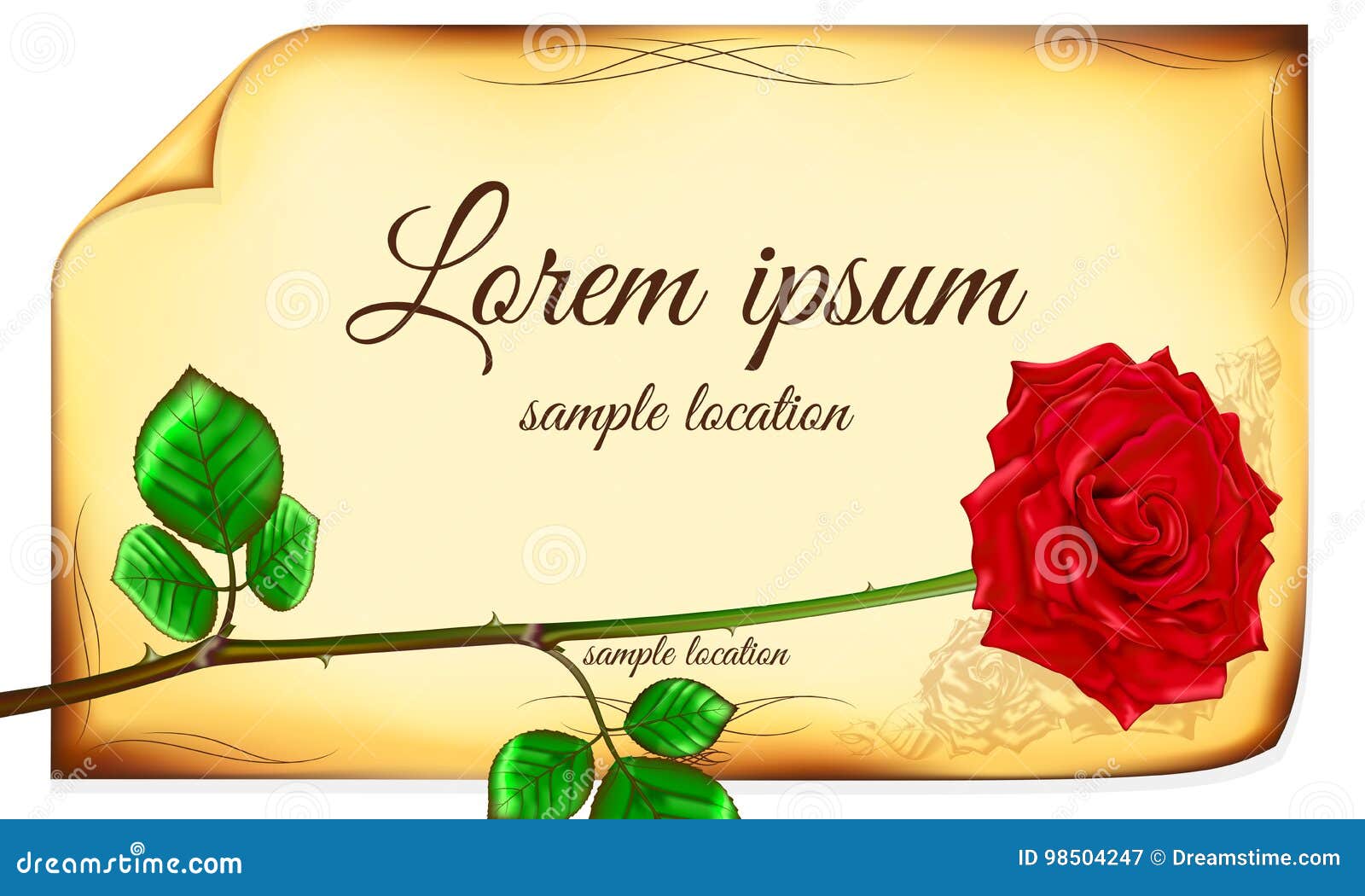 Red Rose Against the Old Paper Background Stock Vector - Illustration ...