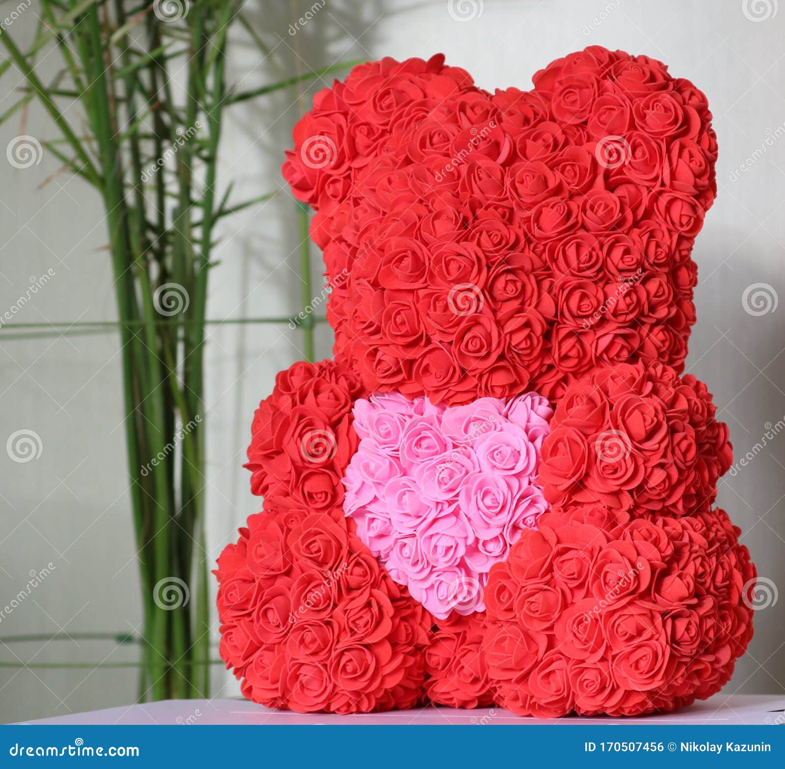 Bear of roses with heart stock photo. Image of valentineamp - 170507456
