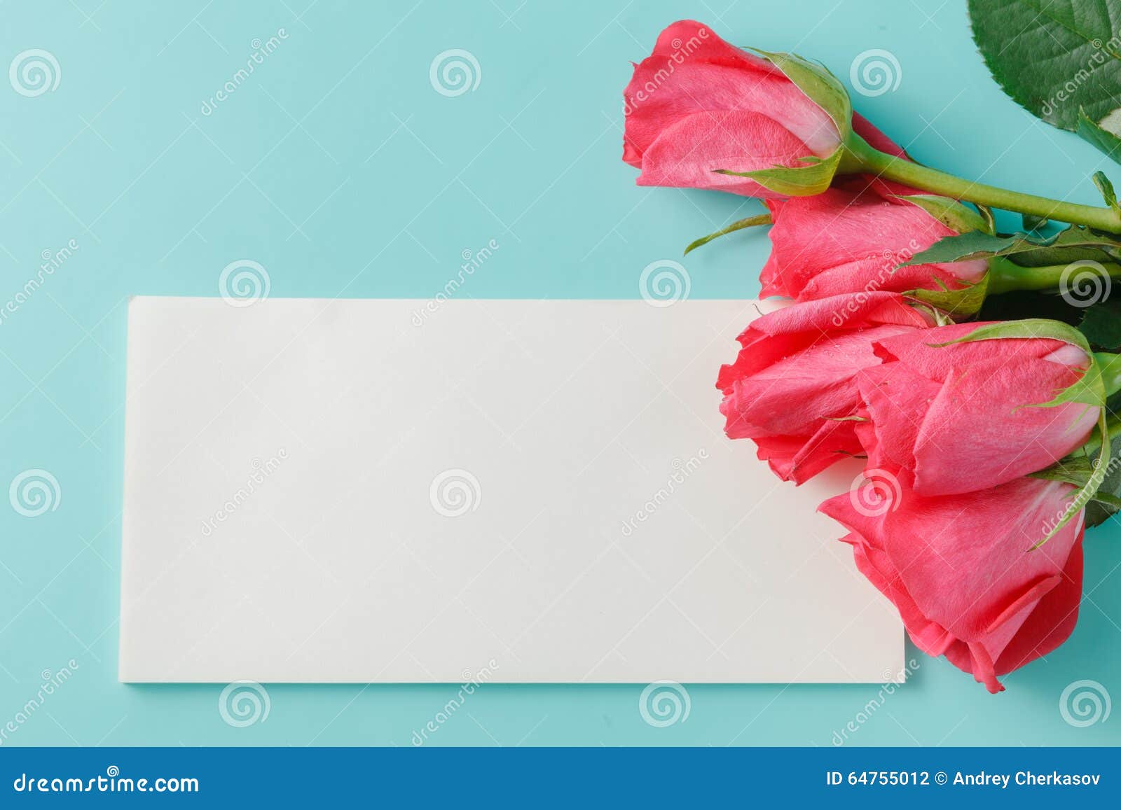 Red Rose and Blank Gift Card for Text on Paper Background Stock Photo ...