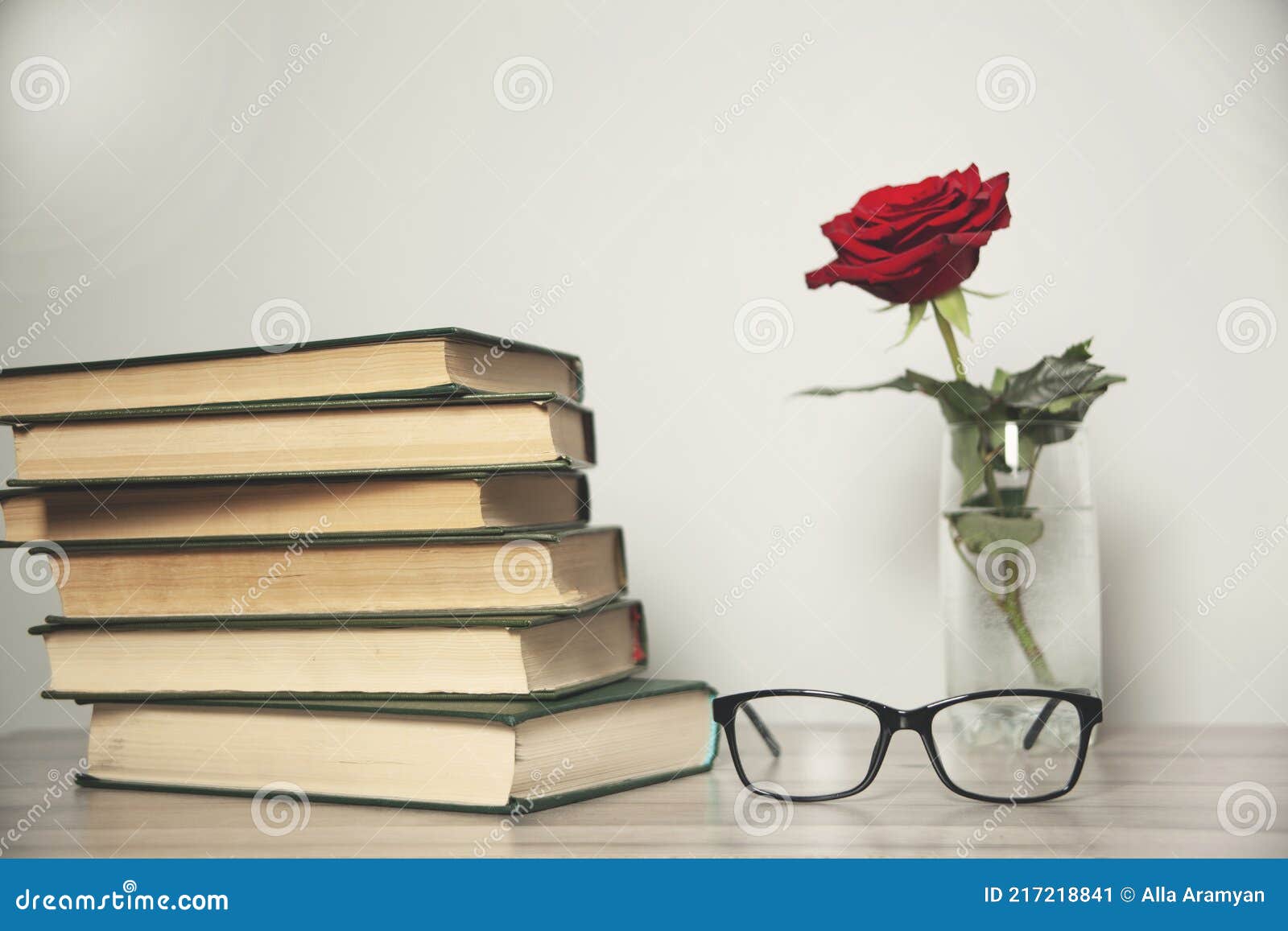 Red rose and book stock image. Image of education, vintage - 217218841