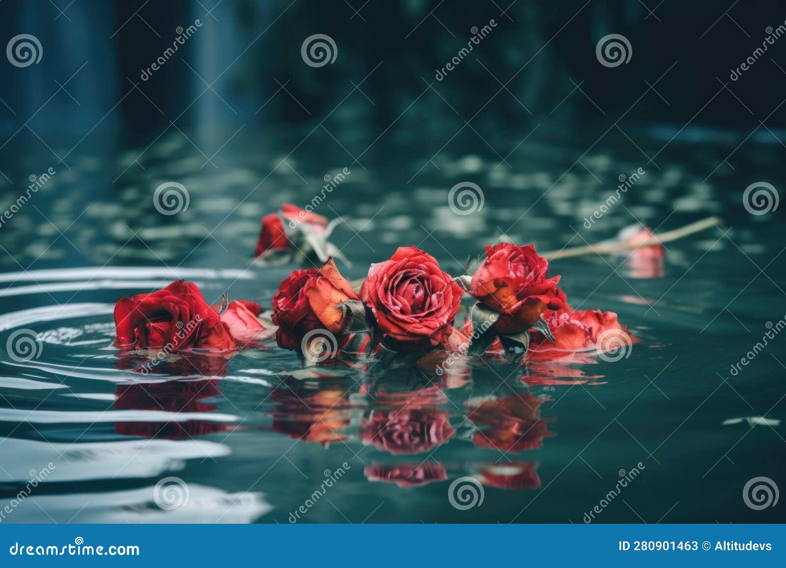 Red Rose Bouquet Floating in Swimming Pool Stock Illustration ...