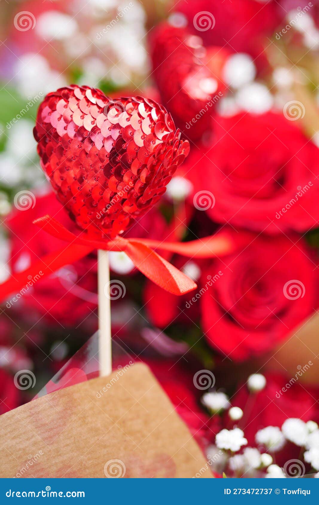 Red Rose Bouquet and Heart Shape Symbol for Gift . Stock Image - Image ...