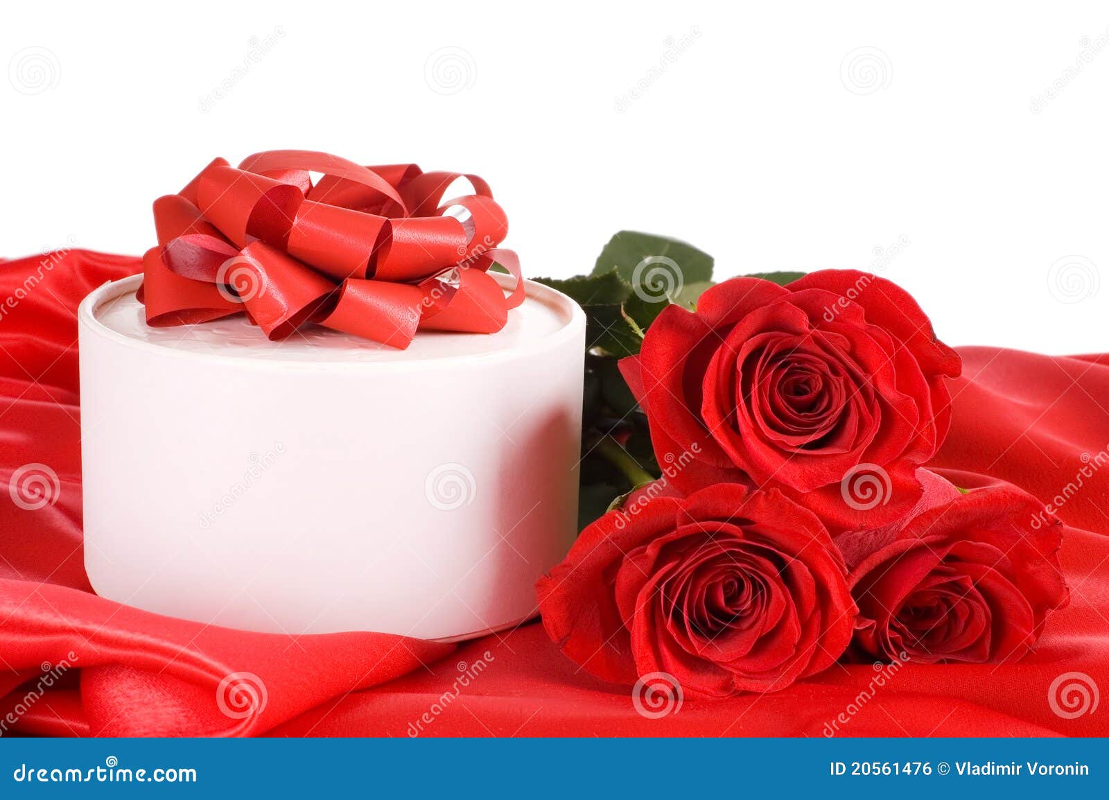Red Rose with a Box with a Gift Stock Photo - Image of nature, sateen ...
