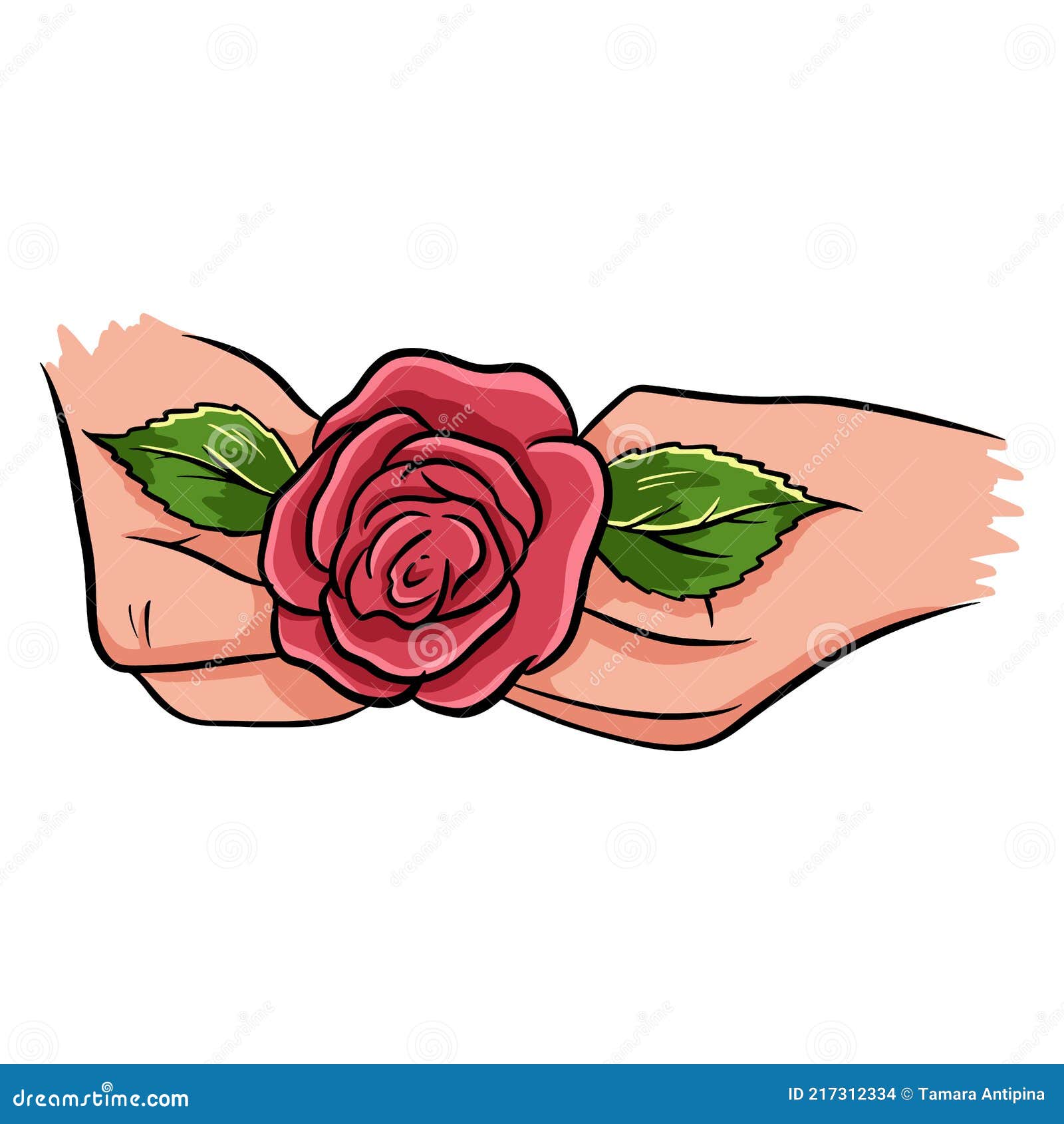 Red Rose Cartoon Style on a White Background. Stock Vector ...