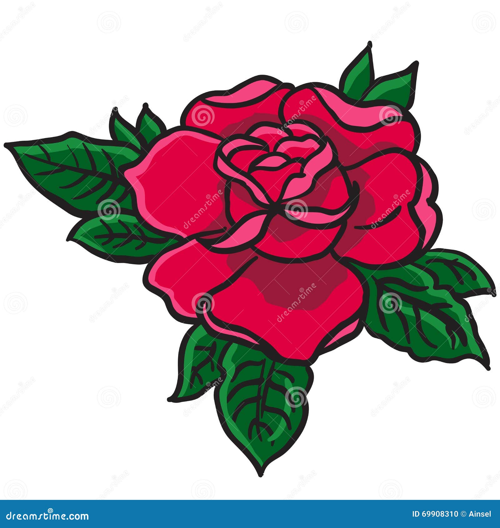 Red rose stock vector. Illustration of cartoon, flirting - 69908310
