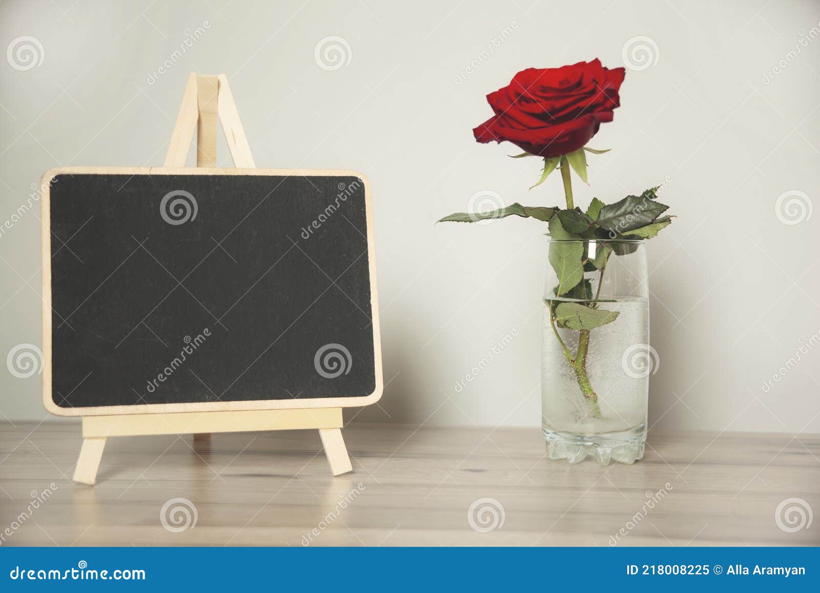 Red rose and chalkboard stock image. Image of desk, present - 218008225