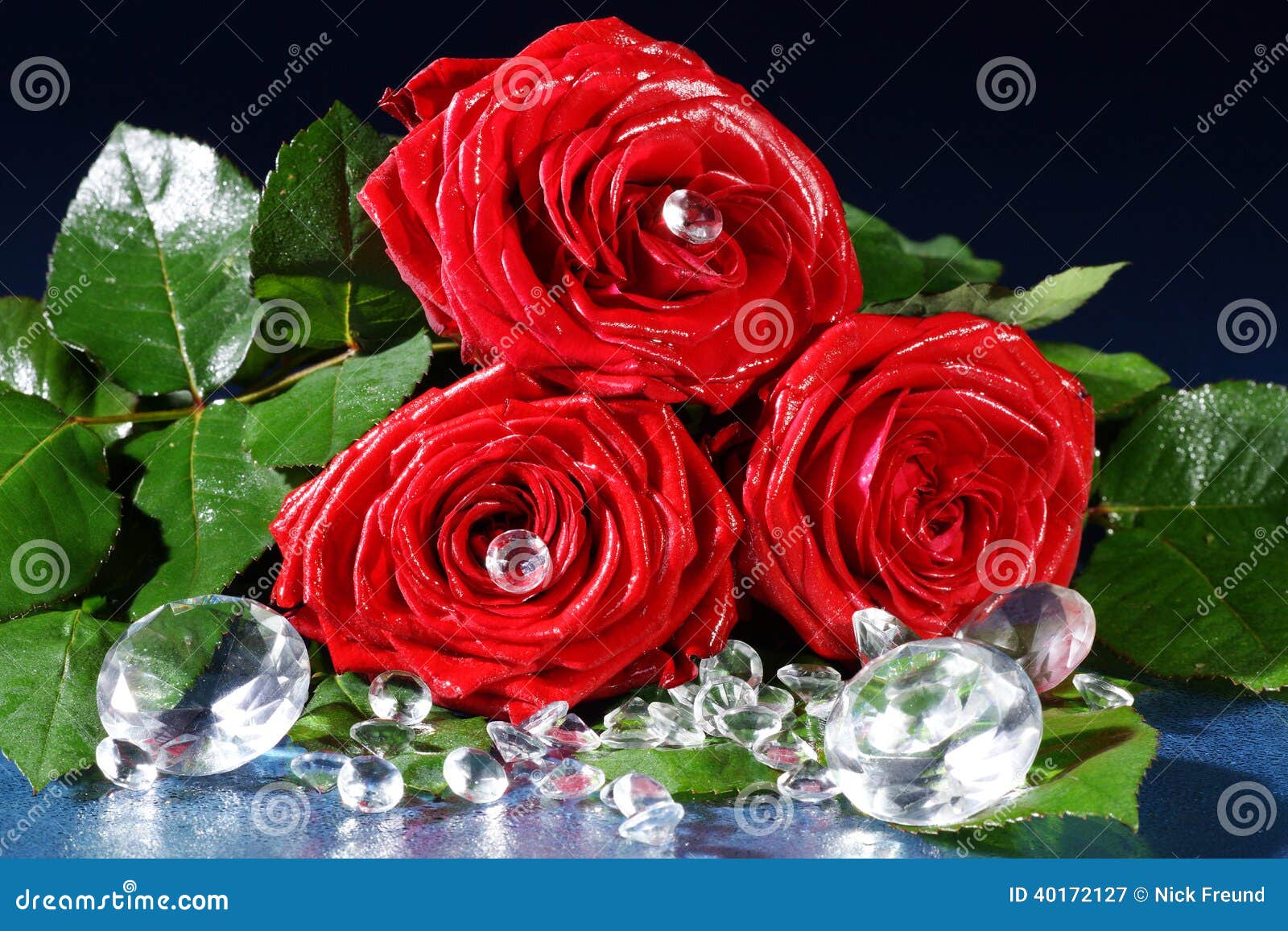 Red Rose Decorated with Rhinestones Stock Image - Image of bellflower ...