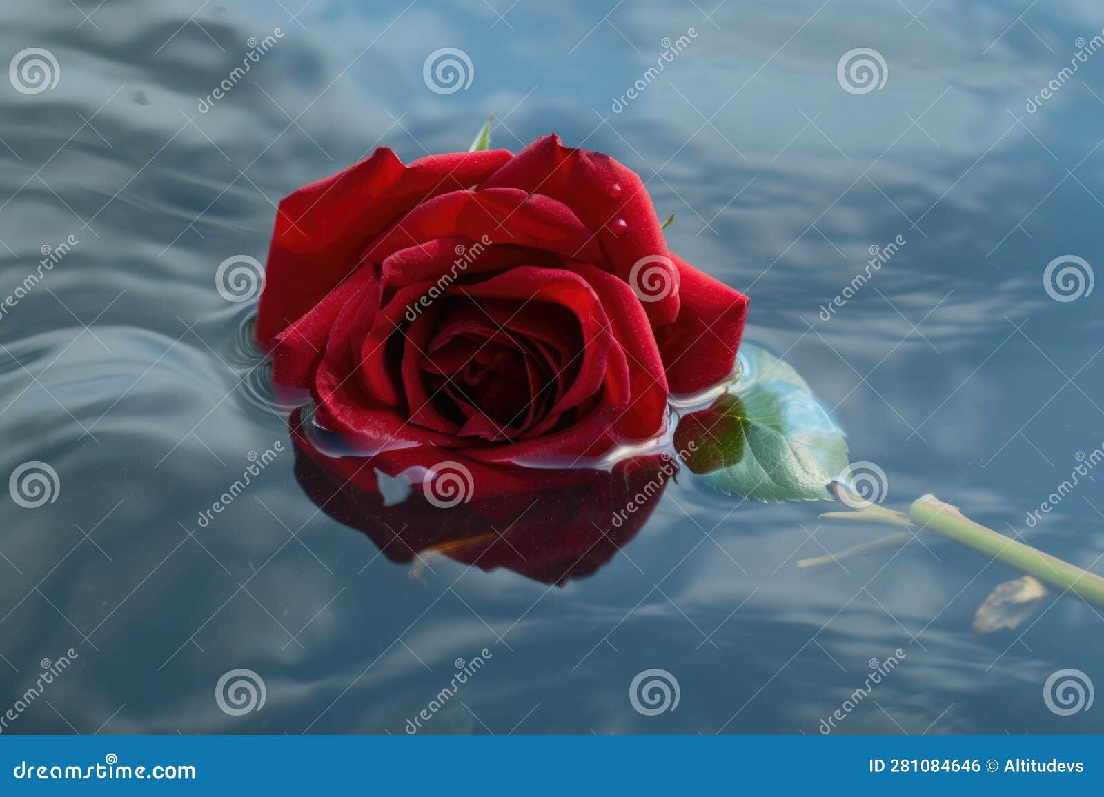 Red Rose Floating in a Pool of Clear Water Stock Photo - Image of love ...