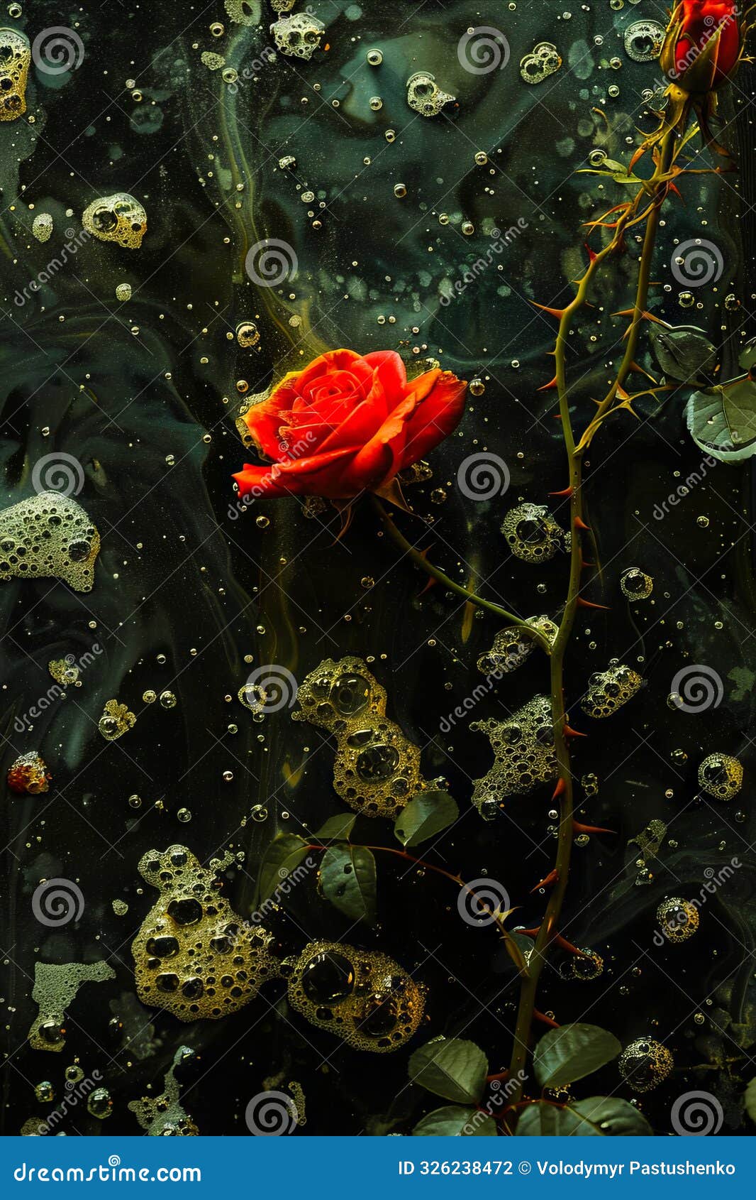 A Red Rose is Floating in a Pool of Water Stock Photo - Image of rain ...