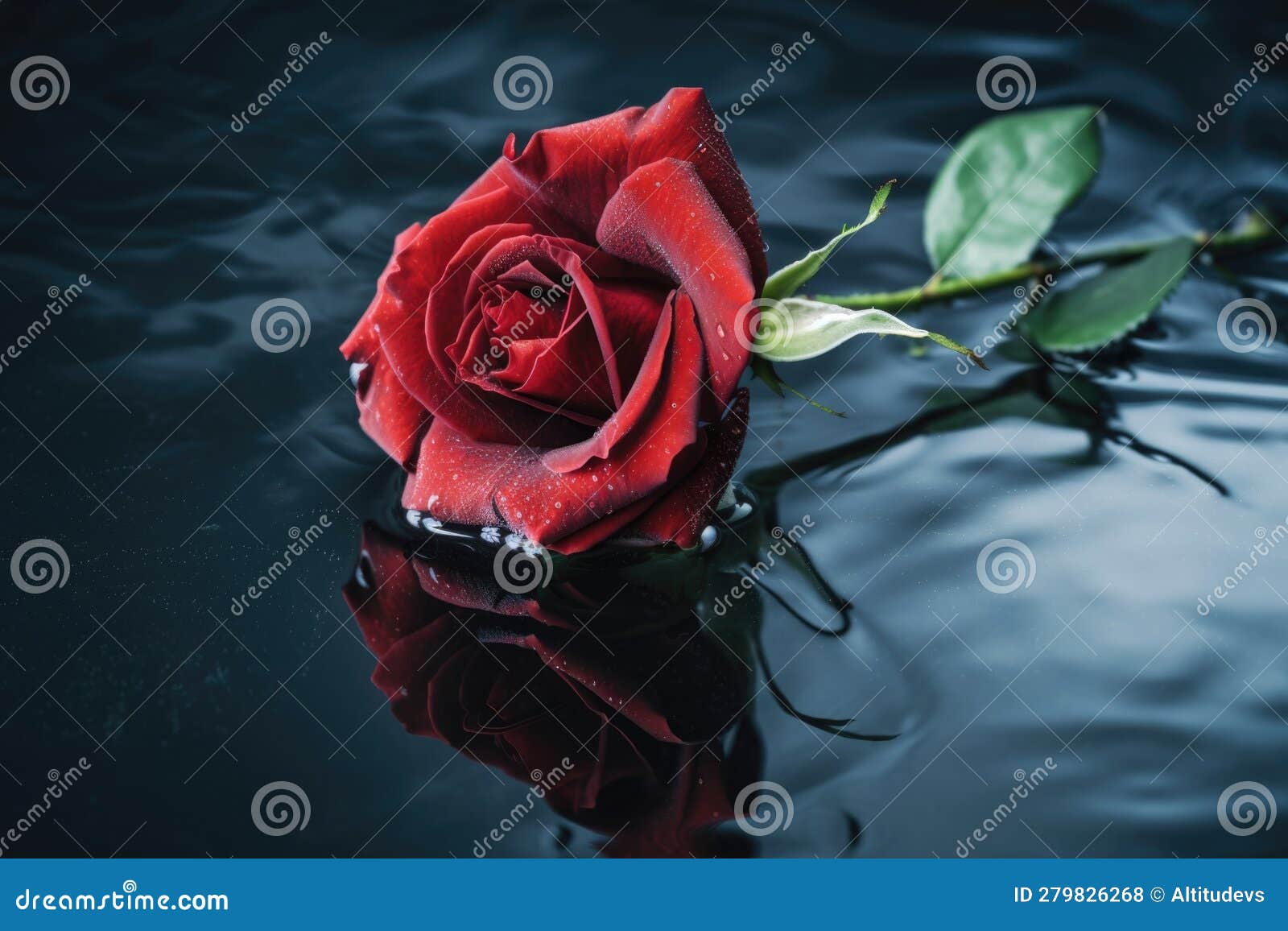 A Red Rose Floating in a Pool of Water Stock Photo - Image of calmness ...