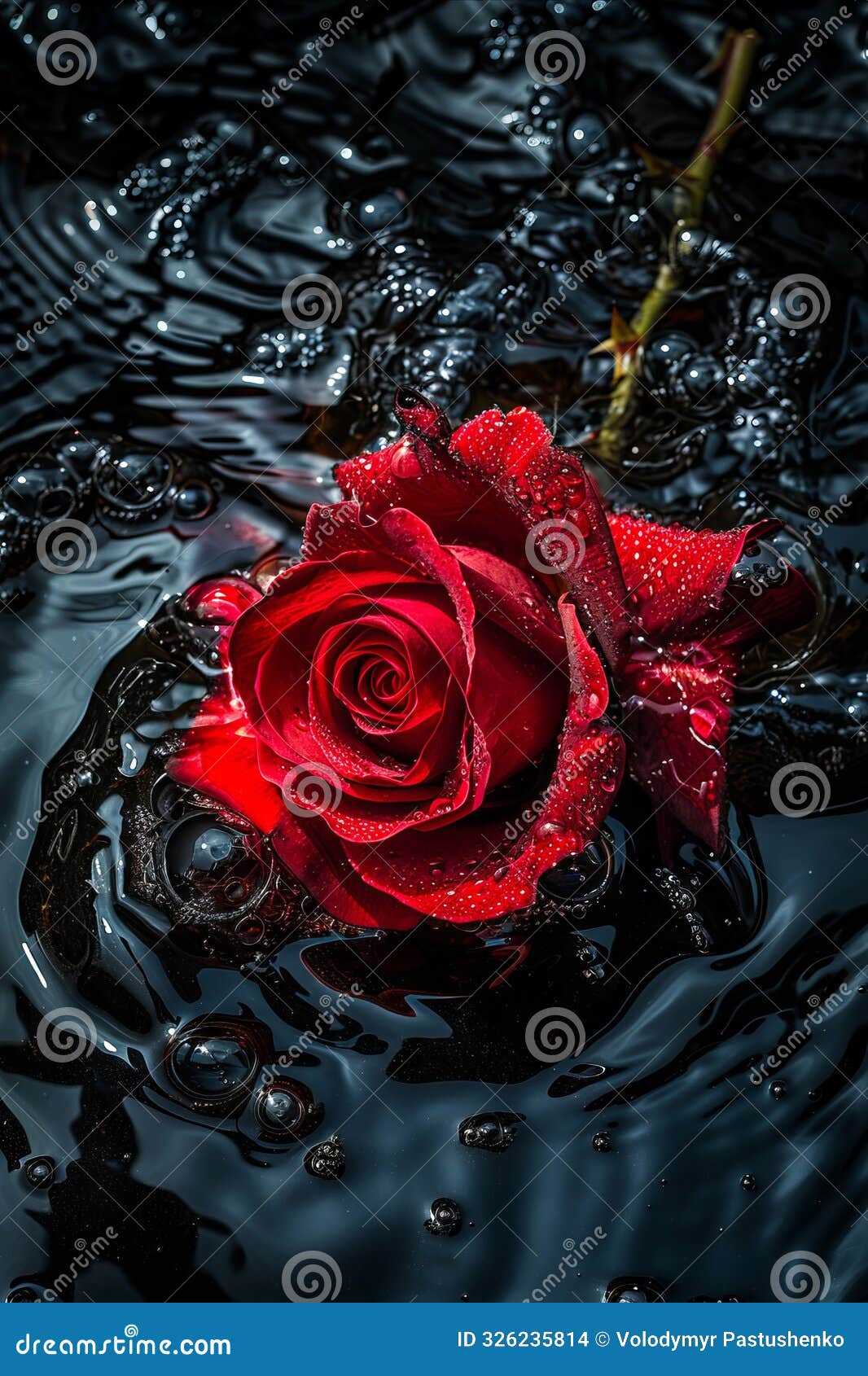 A Red Rose Floating in Water with Bubbles Stock Photo - Image of garden ...