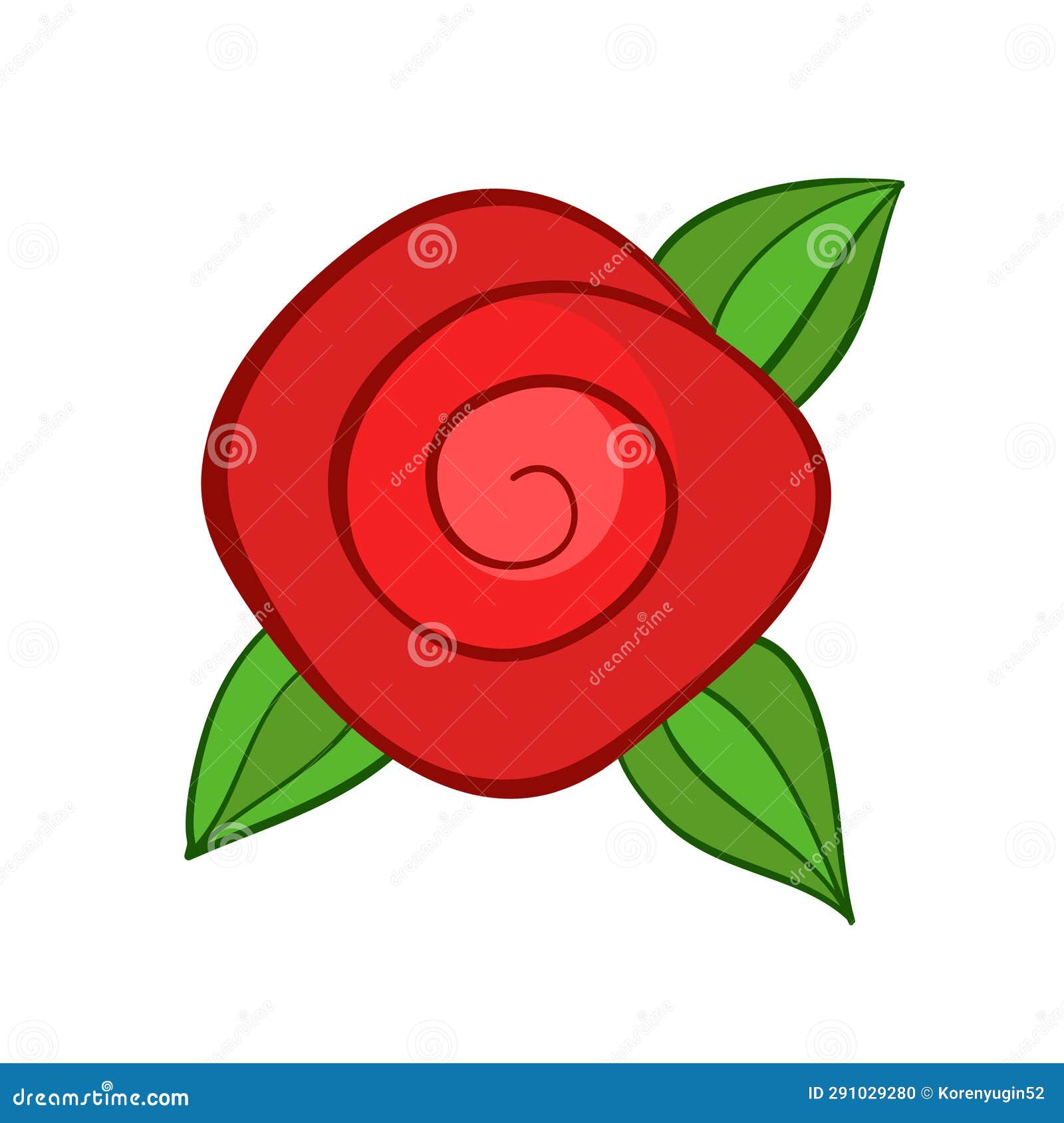 Red Rose Flower Art Drawn Design Stock Illustration - Illustration of ...