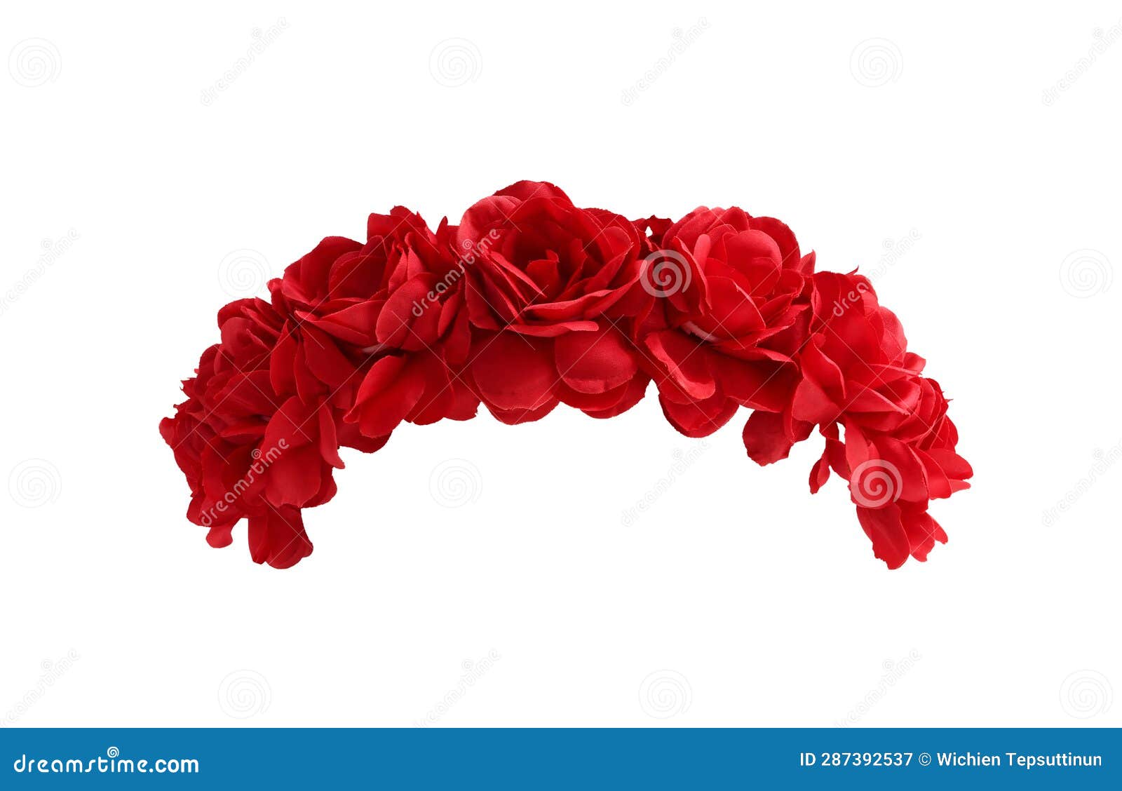 Red Rose Flower Crown Front View Isolated on White Background with ...