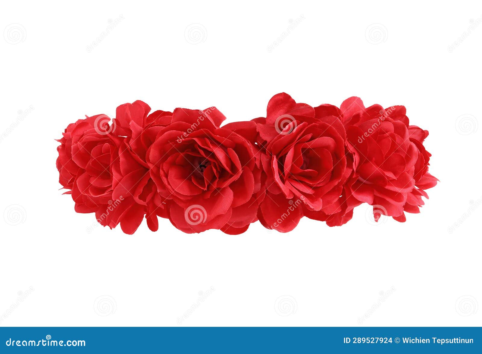 Red Rose Flower Crown Front View Isolated on White Background with ...