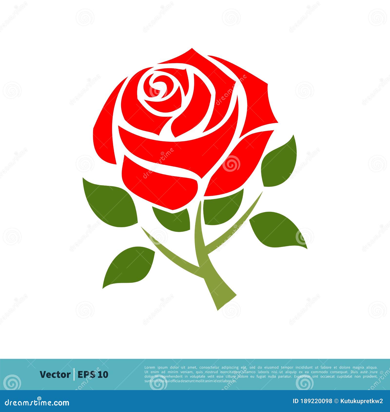 Red Rose Flower Icon Vector Logo Template Illustration Design. Vector ...