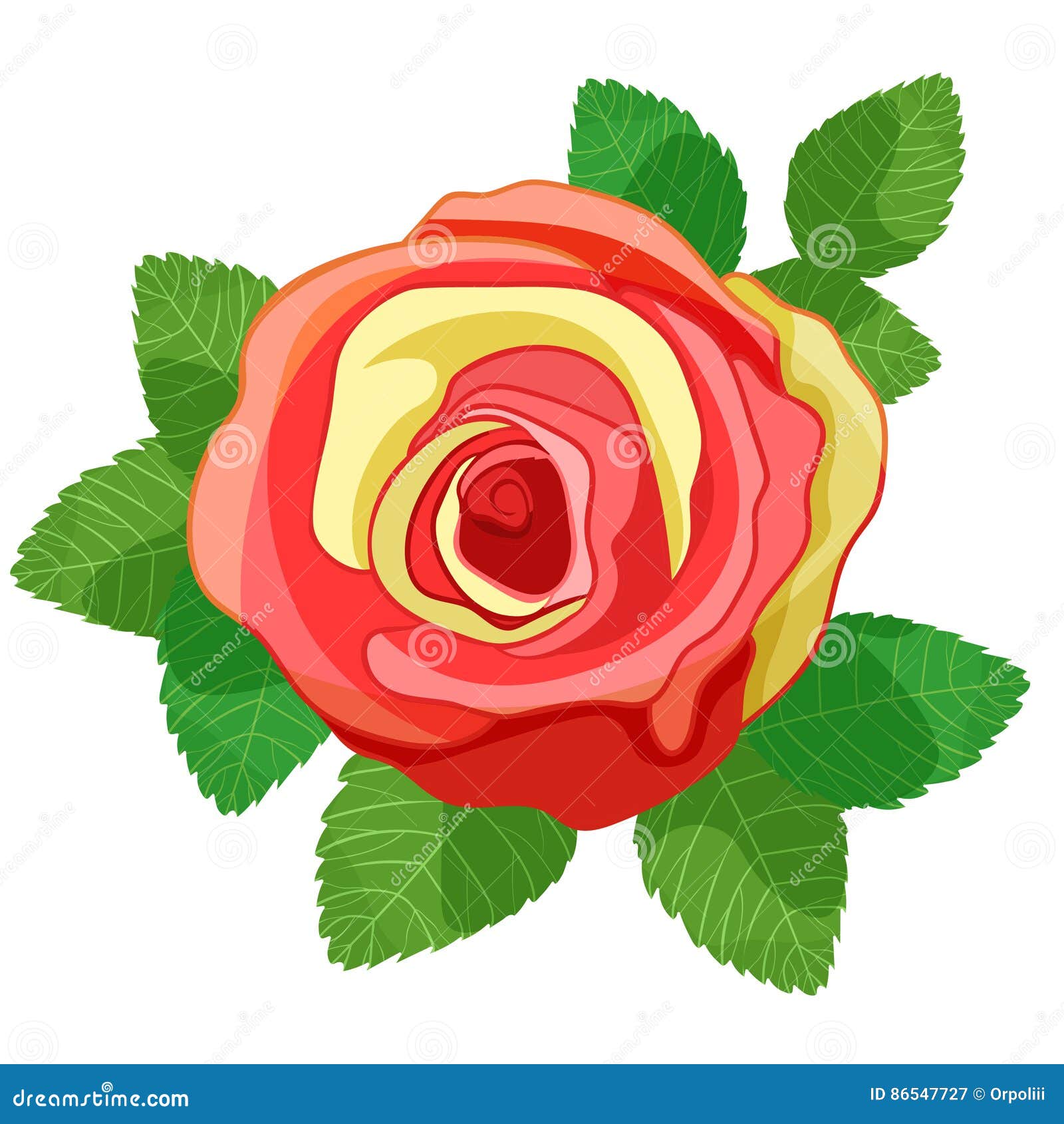 Red Rose Flower with Leaves. Vector Illustration Stock Vector ...
