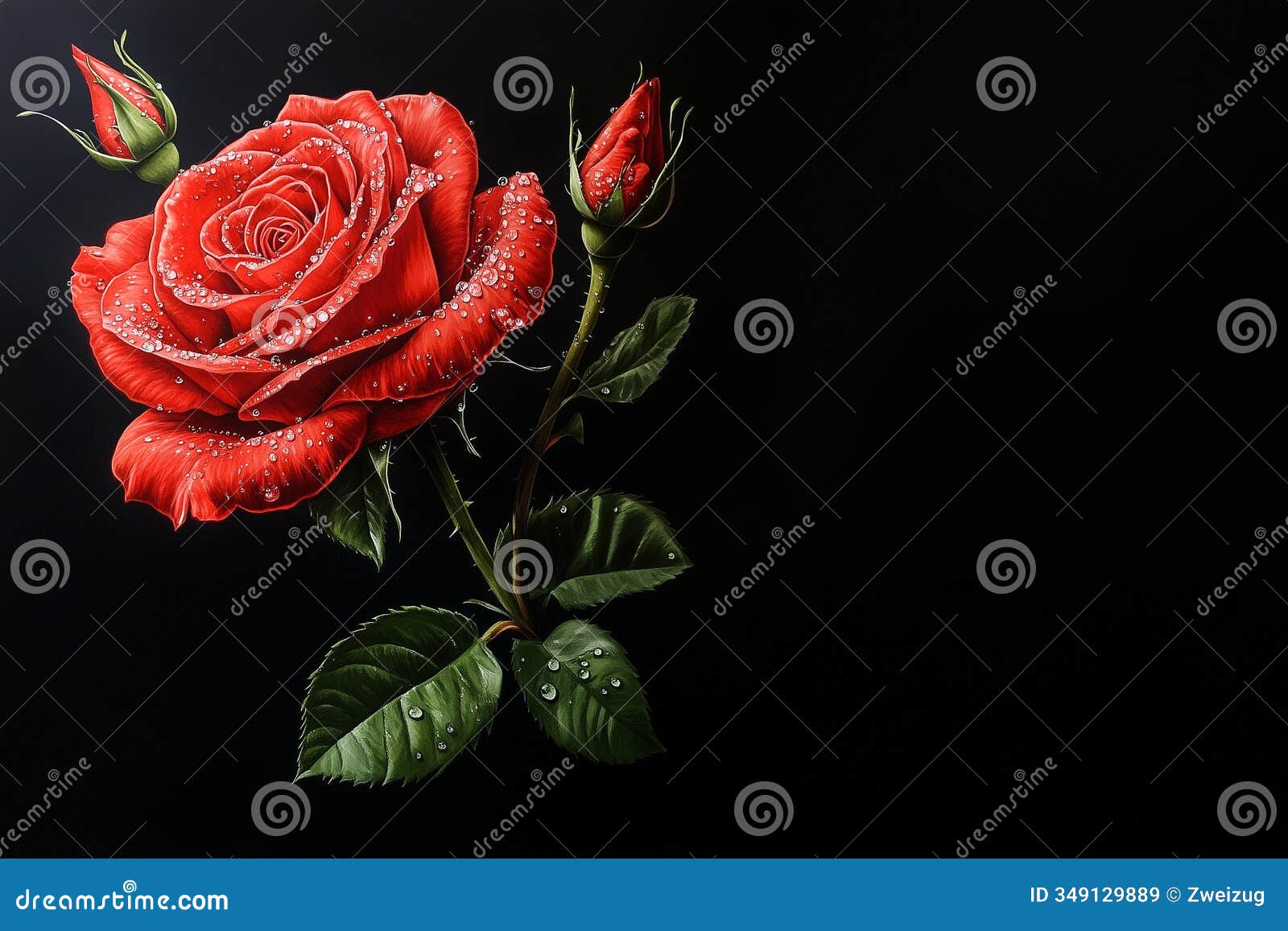 Red Rose Flower Sketch, Hyper Realistic Drawing Stock Illustration ...