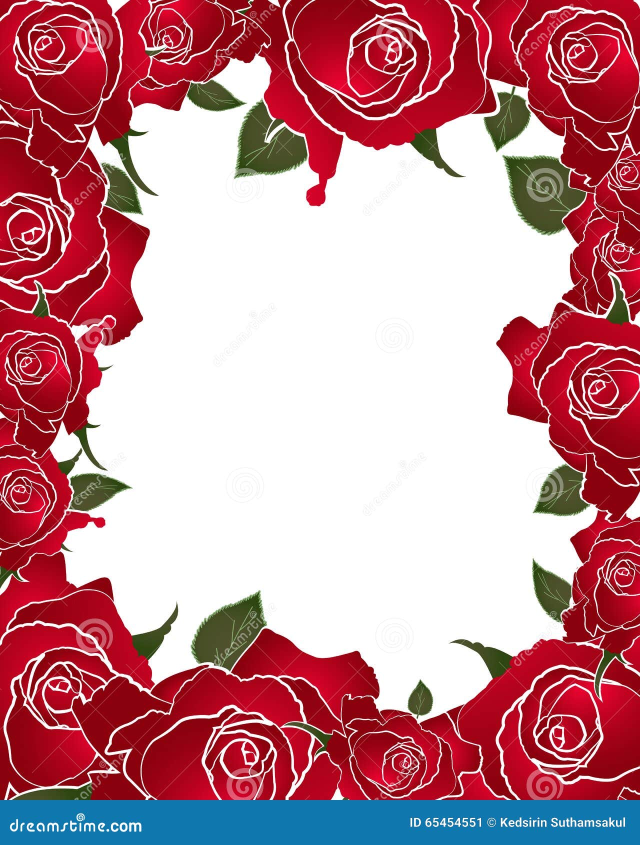Red Rose Frame Vector Illustration Stock Vector - Illustration of plant ...